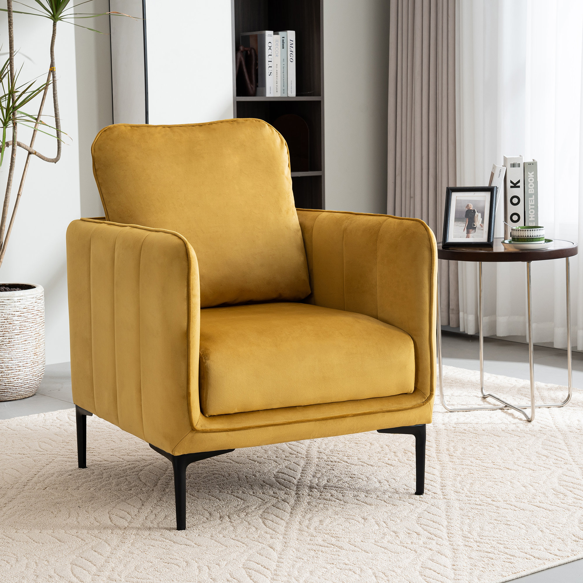 Mercer41 Contemporary Morden Design Velvet Upholstered Accent Club ...