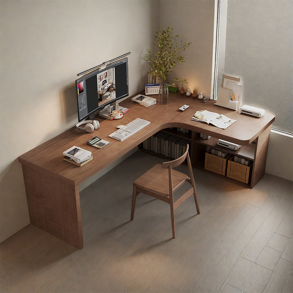 One Allium Way® Simple L-shaped Pine Solid Wood Writing Desk | Wayfair