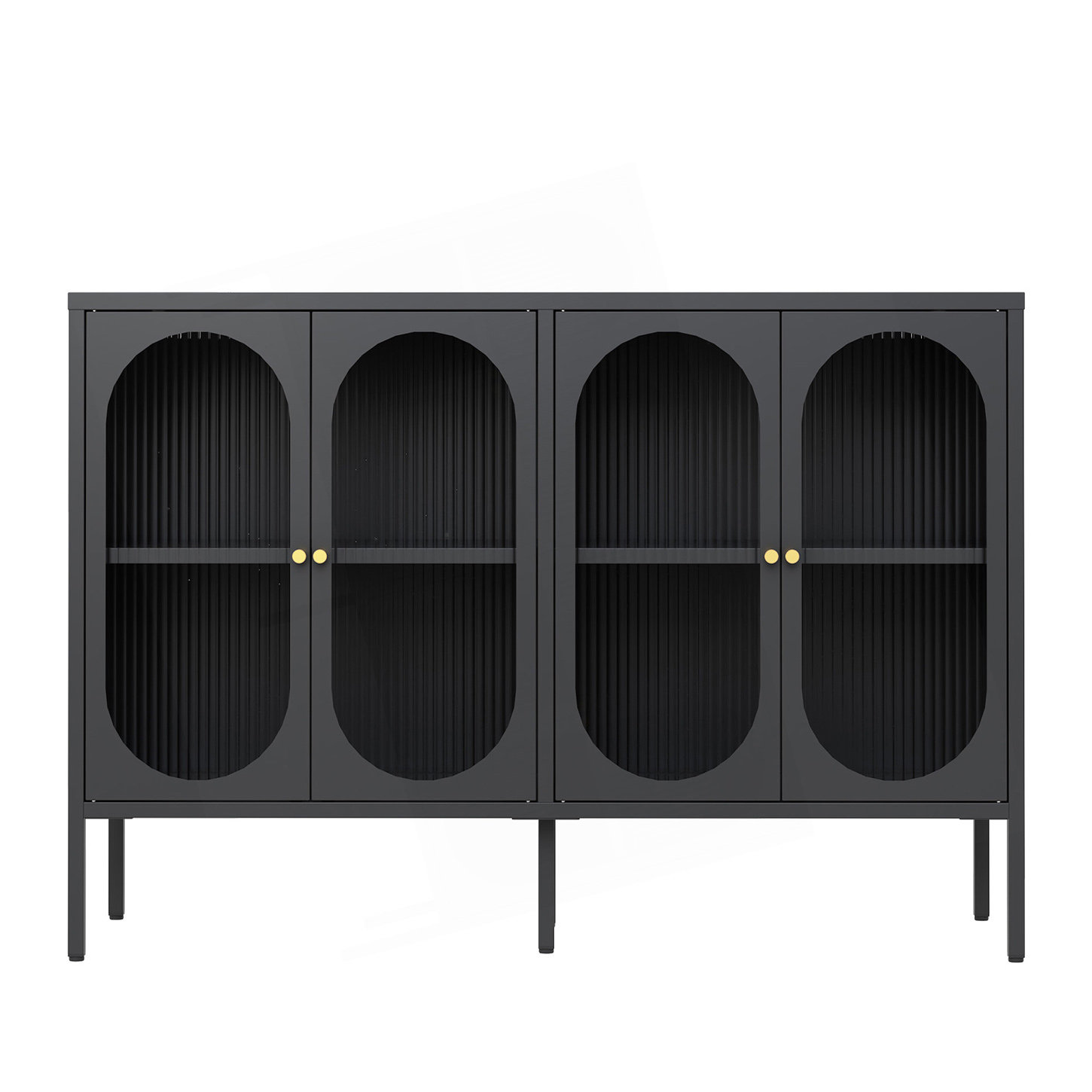 Dynoson Metal Sideboard Cabinet With 4 Glass Door, Steel Locker ...