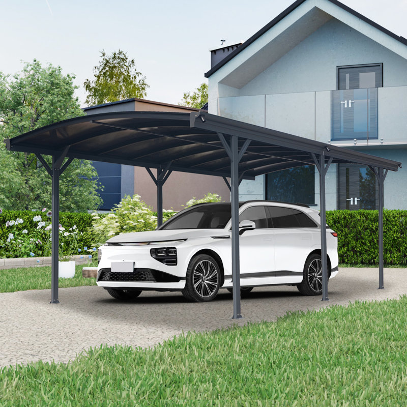 CENSTEEL Outdoor Arch Carport with Aluminum Frame & Polycarbonate Roof ...