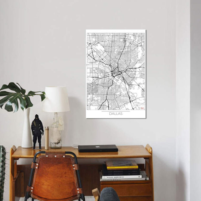 East Urban Home " Dallas Minimal Urban Blueprint Map " by Hubert ...