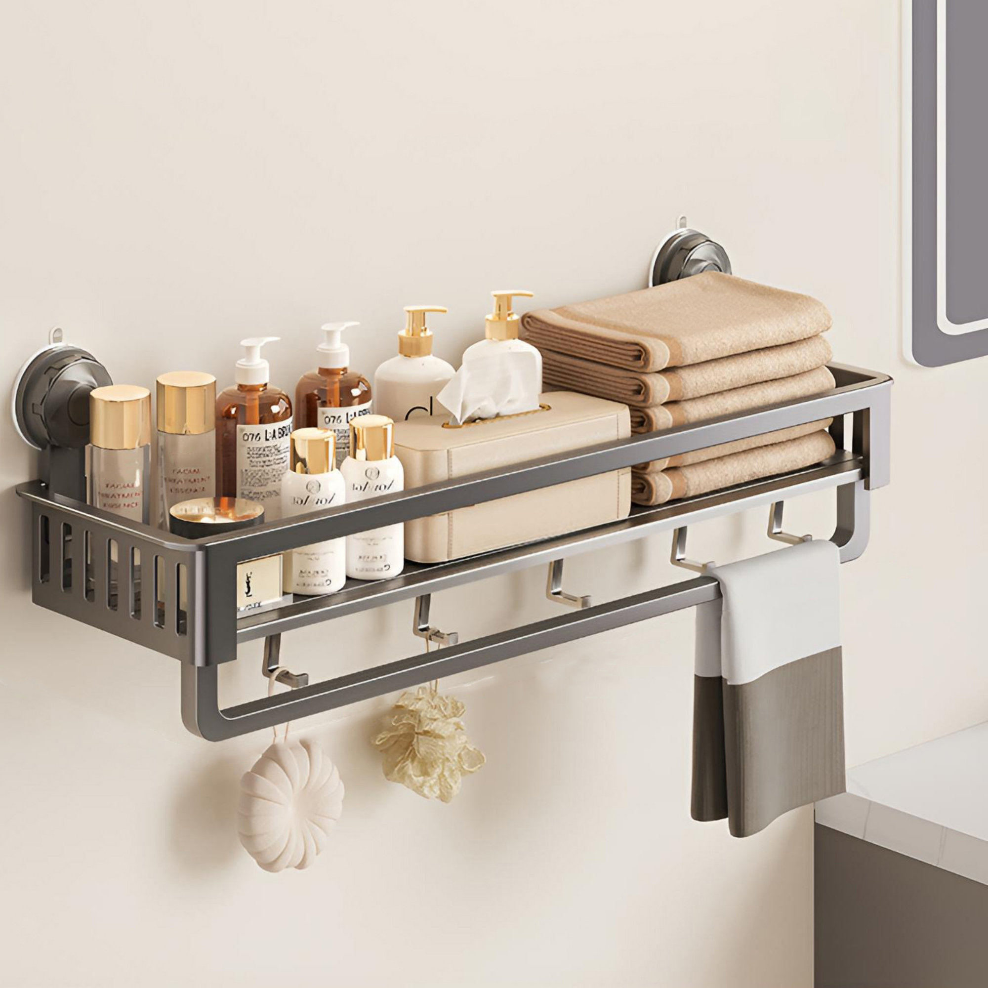 Brayden Studio Suction Cup Non Perforated Bathroom Storage Rack ...