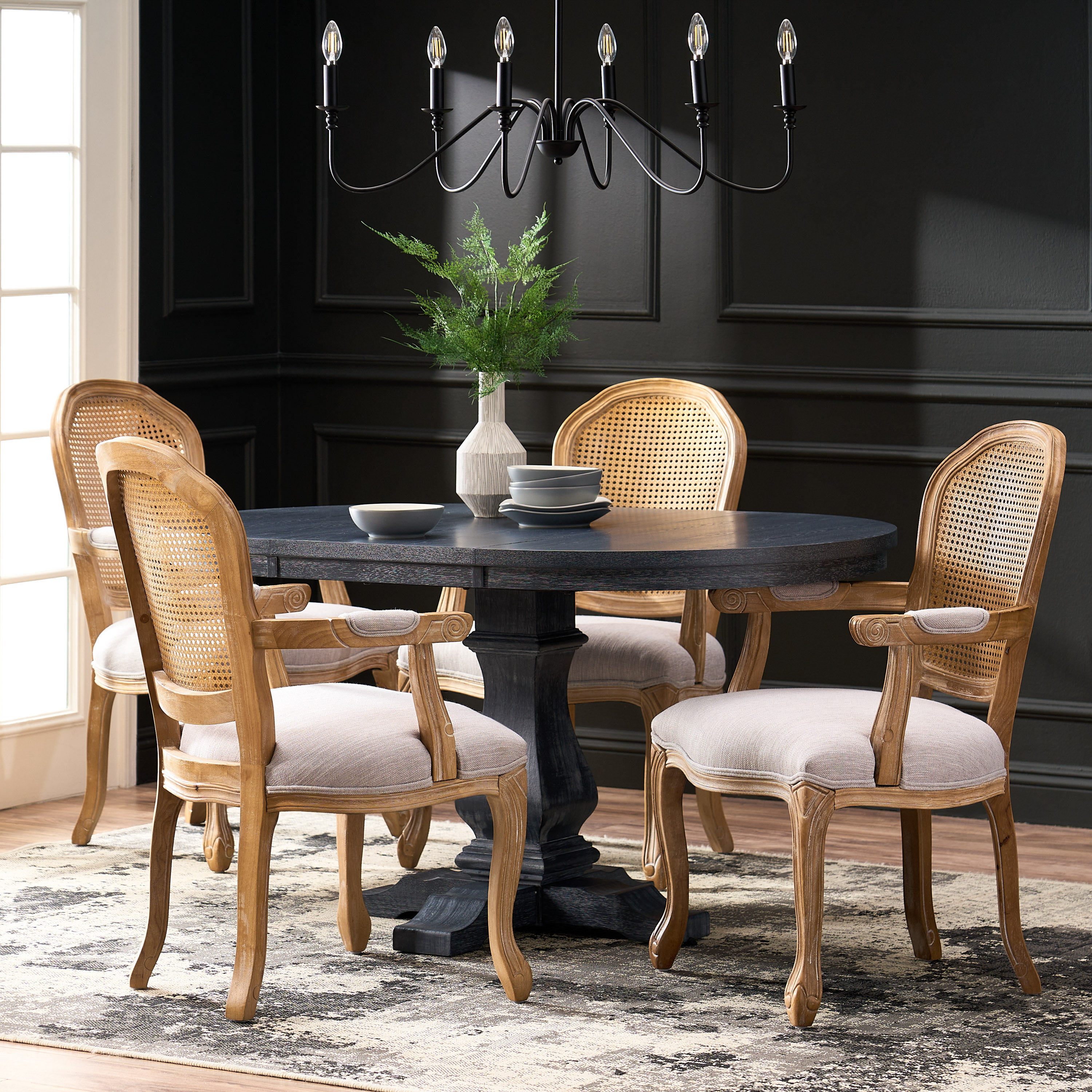 One Allium Way® Davisson Wood And Cane 5 Piece Dining Set | Wayfair