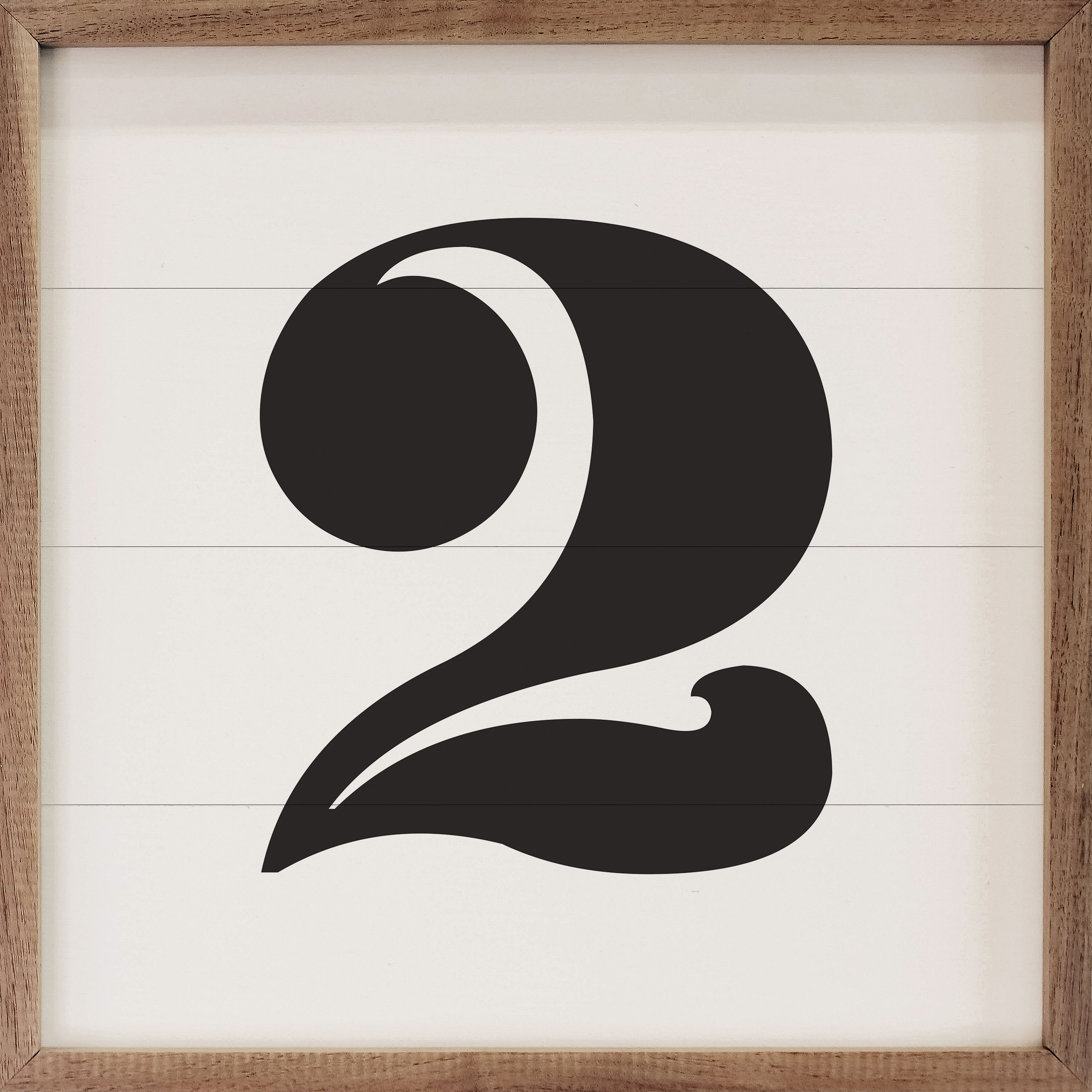 Ebern Designs Square Classic Number Two White Framed On Wood | Wayfair