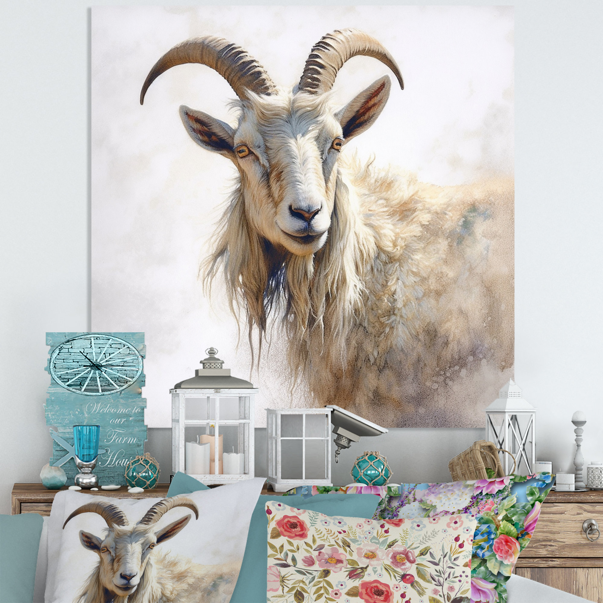 Millwood Pines Graceful Goat Grazers III - Animals Metal Wall Art ...