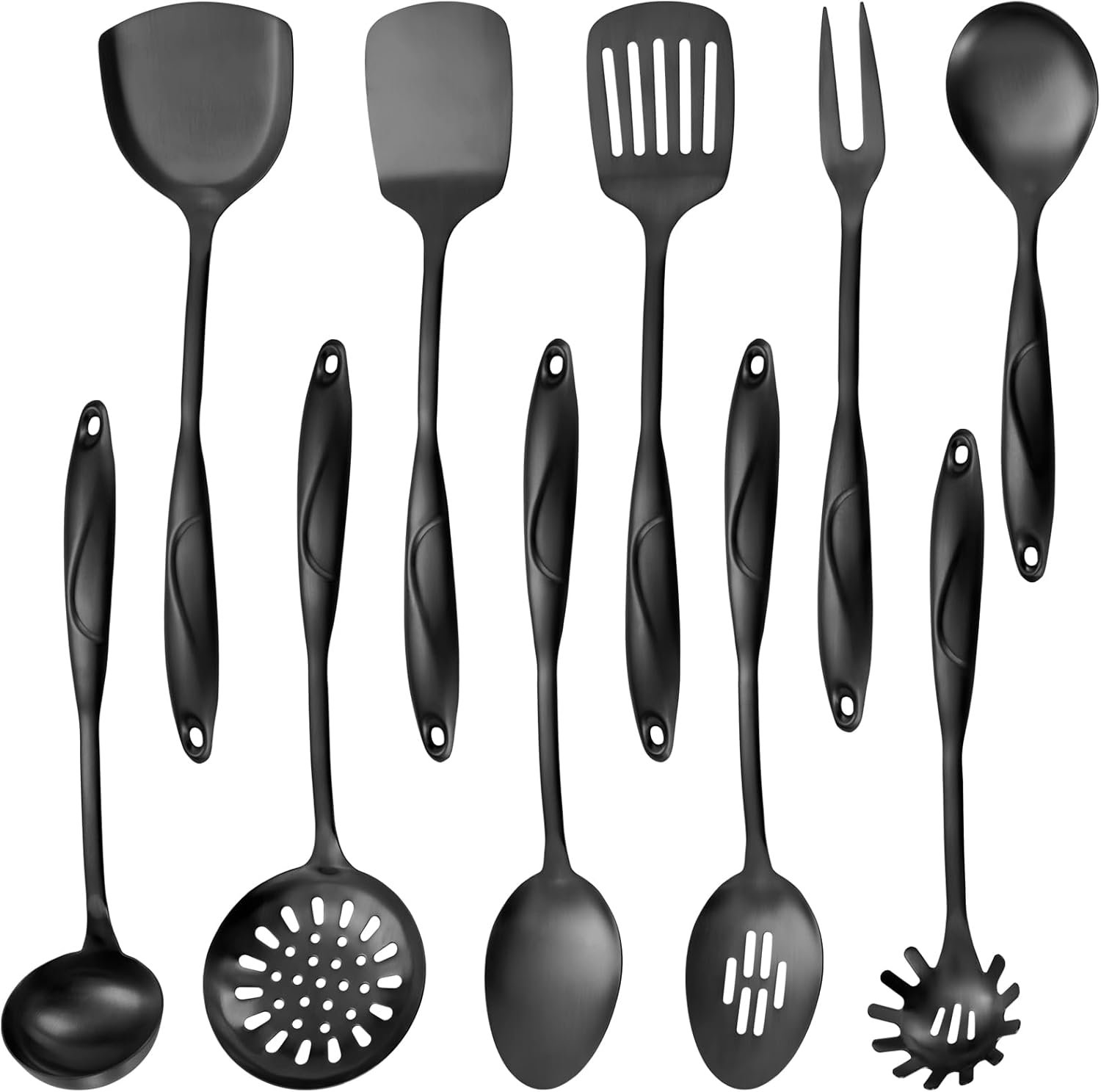 HAPPY LIFE 10-Piece Stainless Steel Kitchen Utensil Set, Durable Metal ...