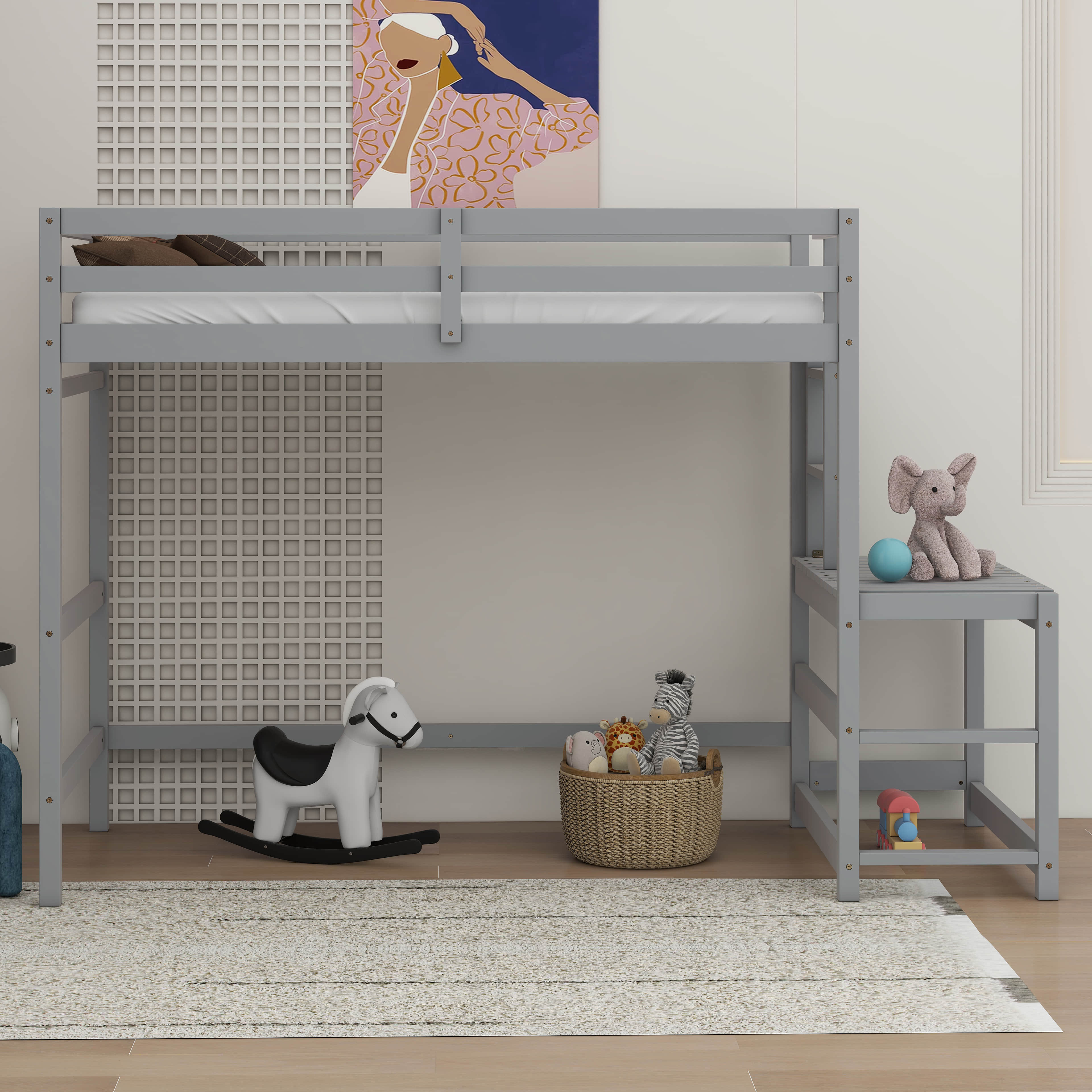 Harriet Bee Twin Loft Bed With Ladder Landing Platform | Wayfair