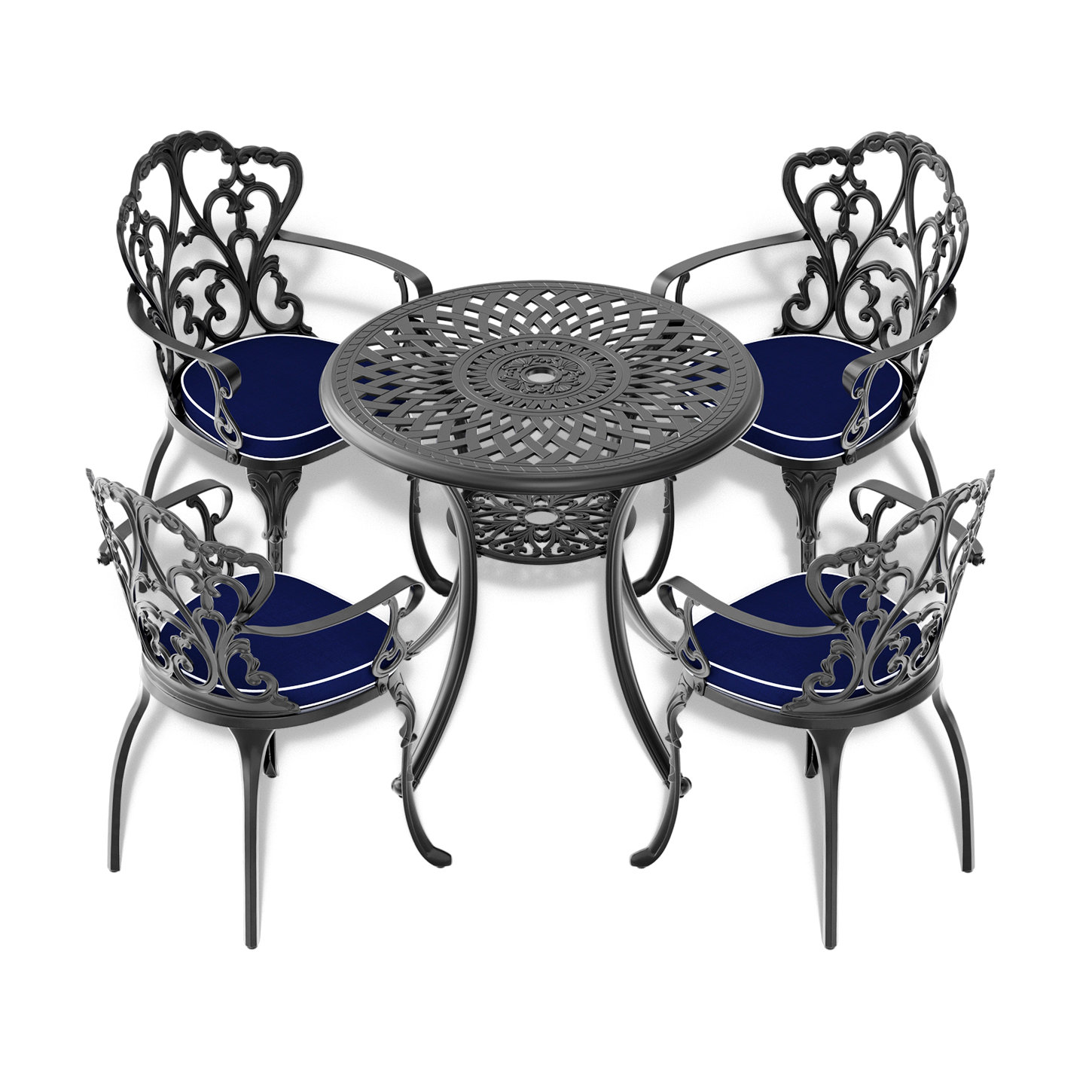 Darby Home Co Round Outdoor Table, Patio Dining Table With Umbrella ...