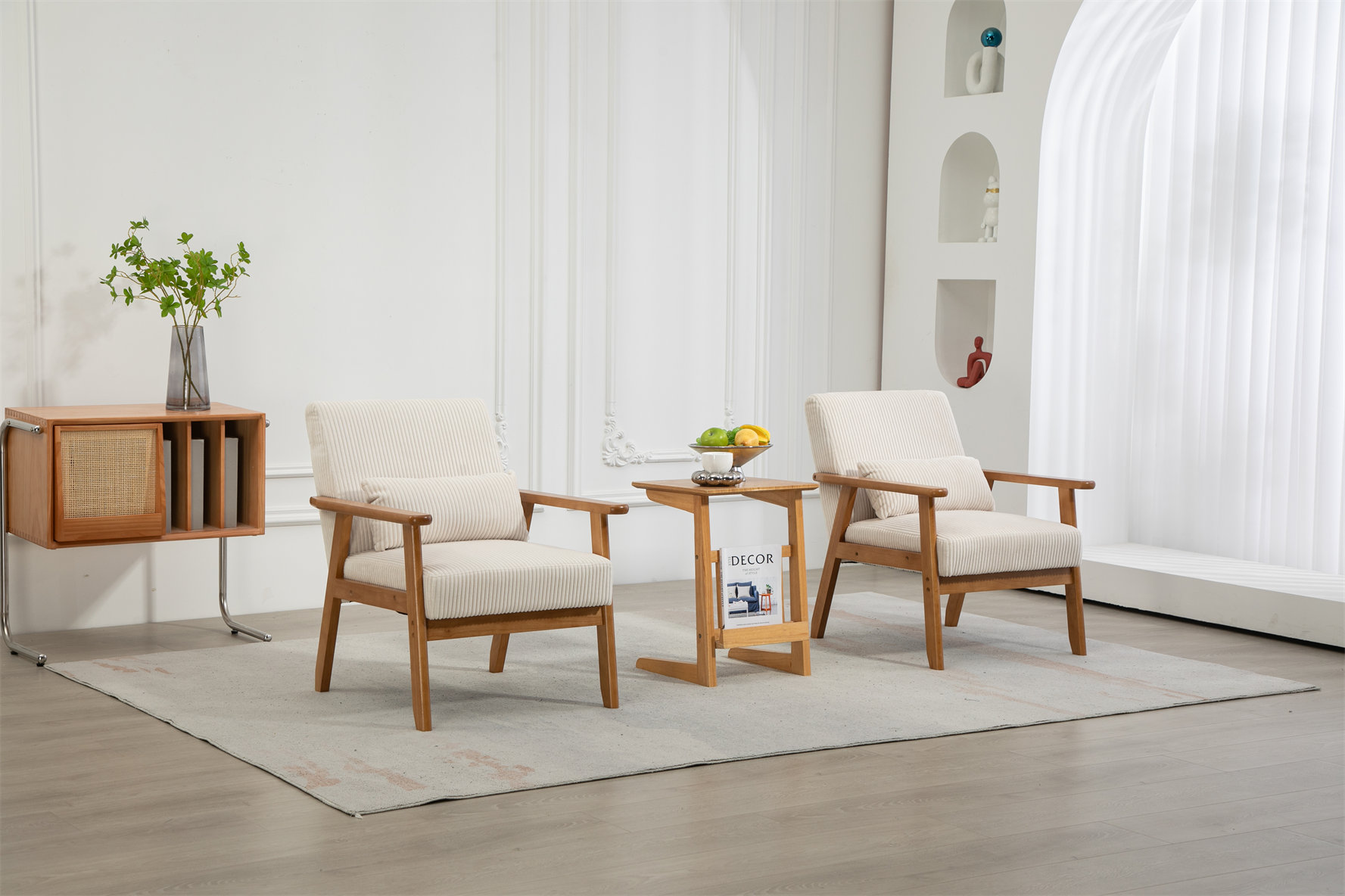 George Oliver Melaher 2-Piece 25"W Corduroy Accent Armchair With Solid ...