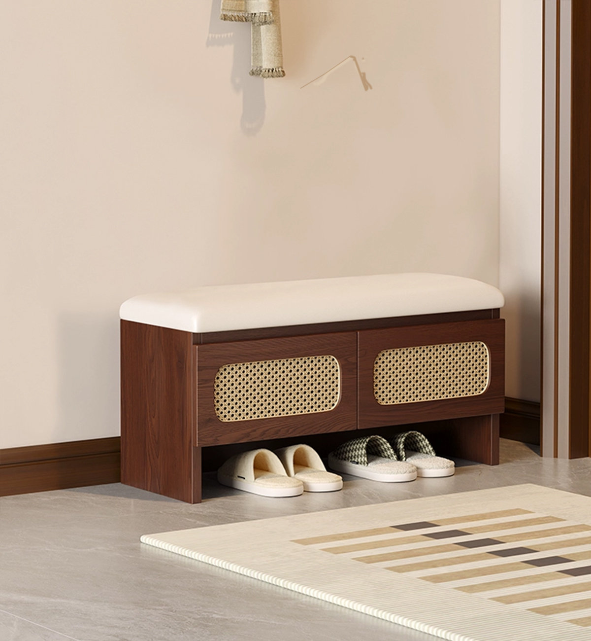 Bay Isle Home™ Open - Back Solid Wood Shoe Storage Bench with Faux ...