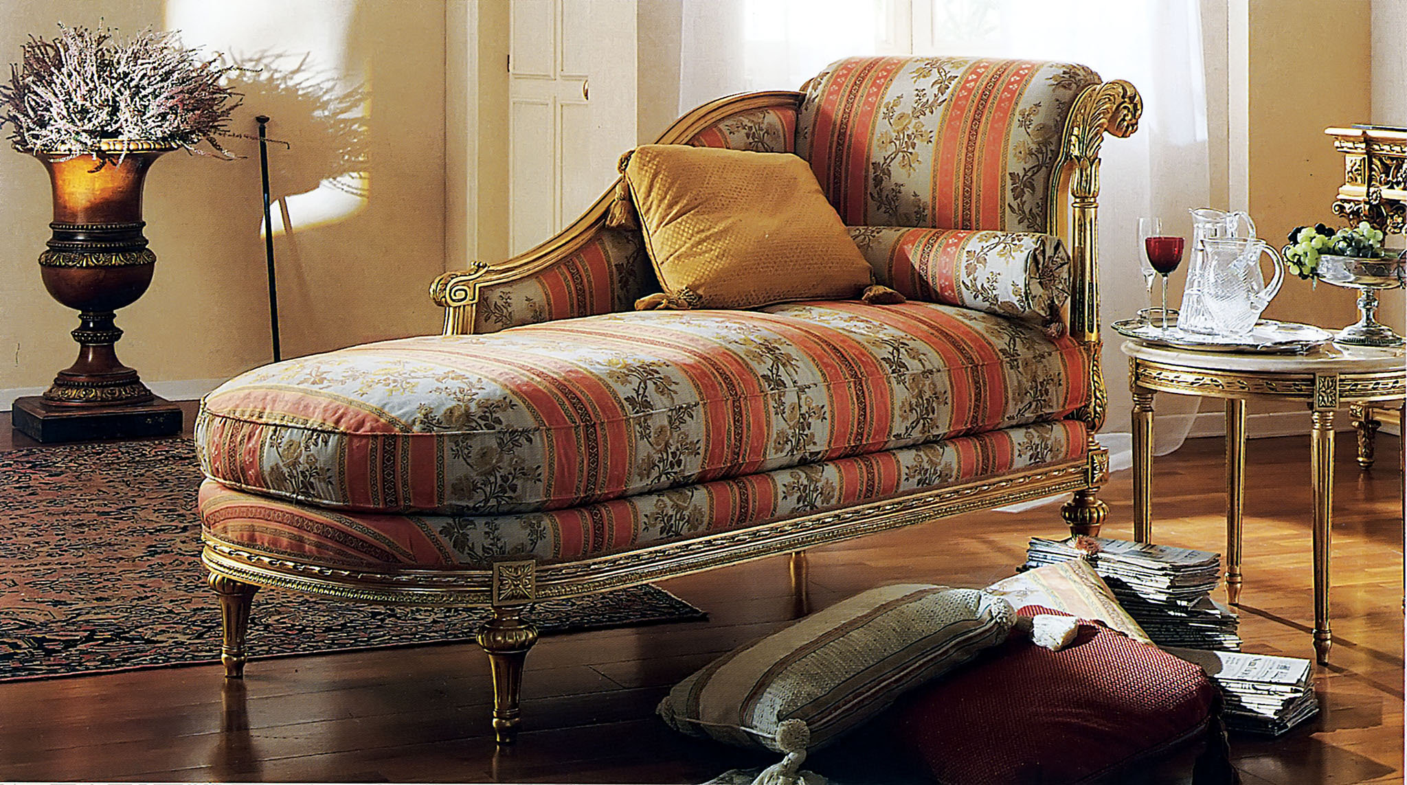 David Michael Dormeuse One Arm Left-Arm Chaise Recessed Arms Chaise ...