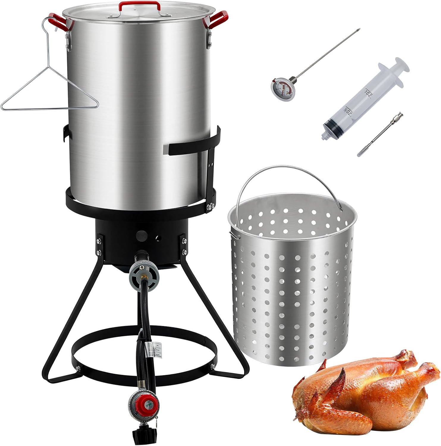 Espiron Optimum 30 Qt Turkey Fryer, Aluminum Seafood Boiler Steamer ...