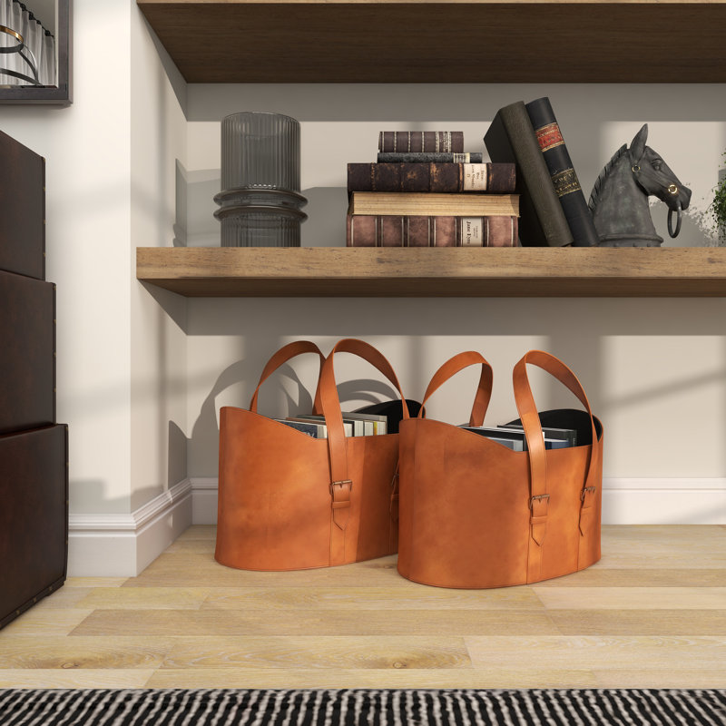 Joss & Main Leather Handmade Box Style Single Slot Magazine Holder with ...