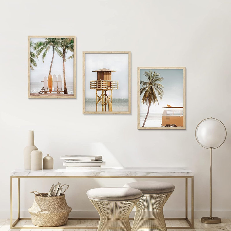 IDEA4WALL Coastal Beach IDEA4WALL Framed Poster Bathroom Decor Wall Art ...