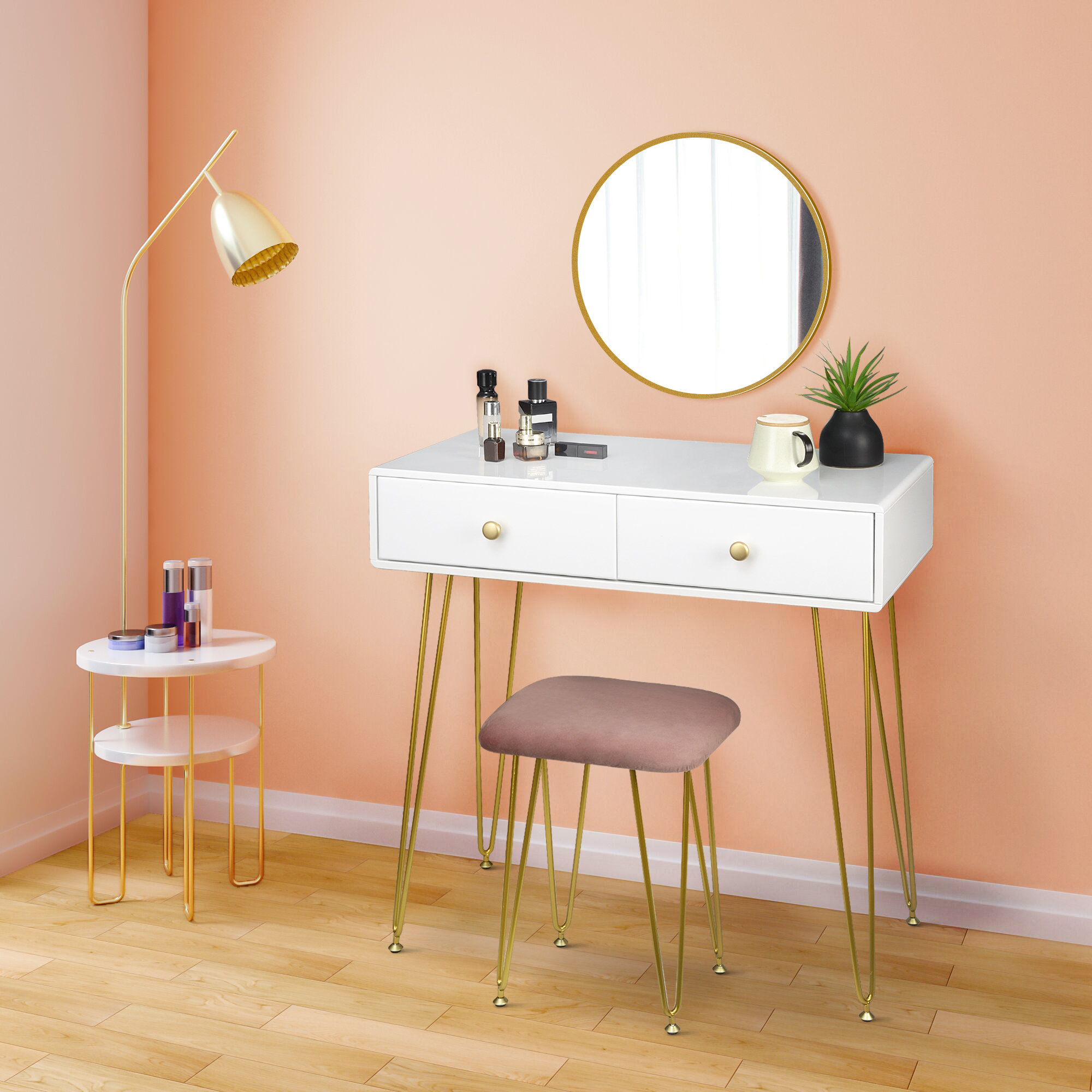 Canora Grey Tarsha Dressing Table with Mirror & Reviews | Wayfair.co.uk