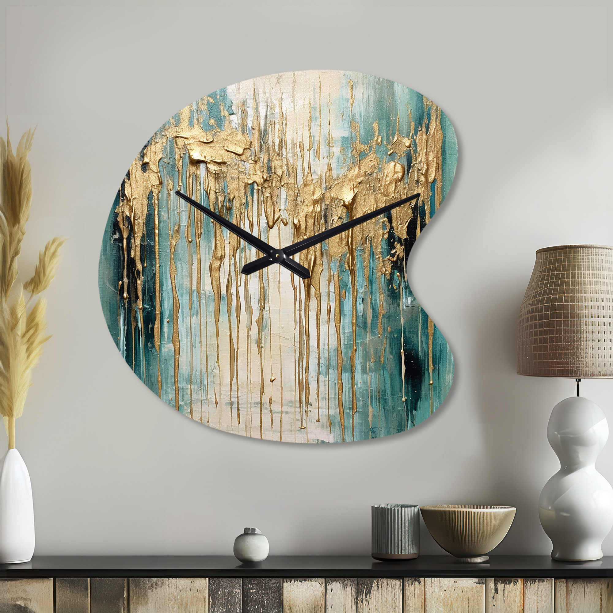 Design Art Gilded Daydreams VI - Drop Shape Brown Wall Clock - Unique ...