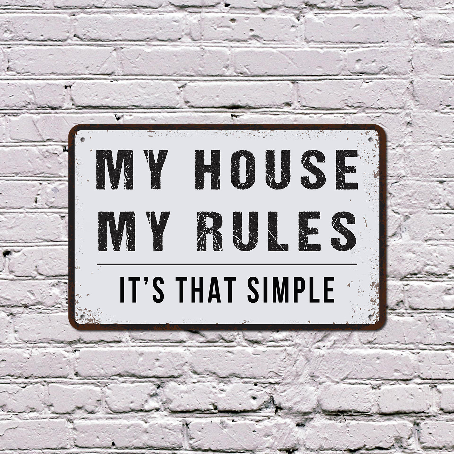 SignMission Vintage Style My House My Rules 8 Inch x 12 Inch Plastic ...
