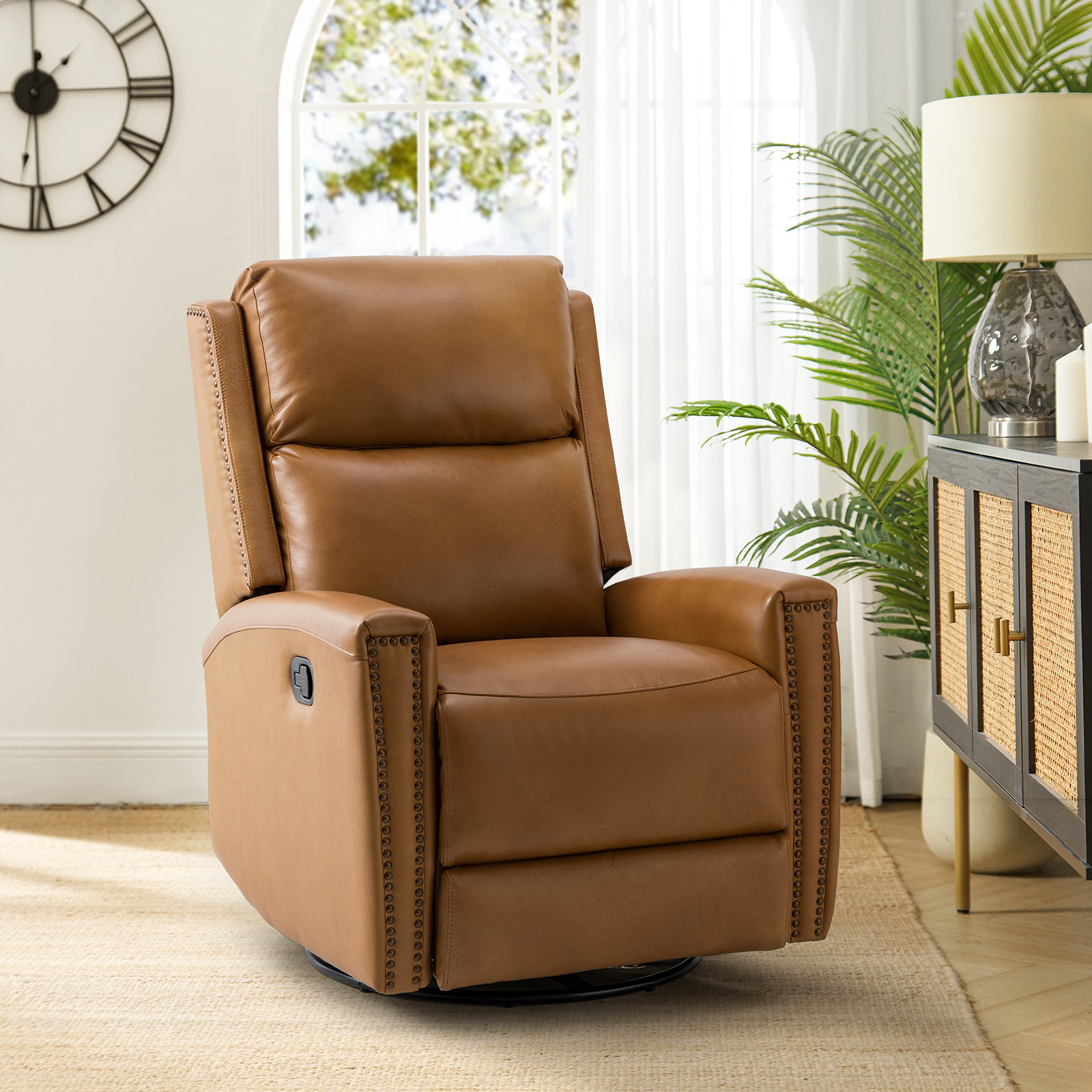 Red Barrel Studio Killeen Genuine Leather Swivel Rocker Recliner ...