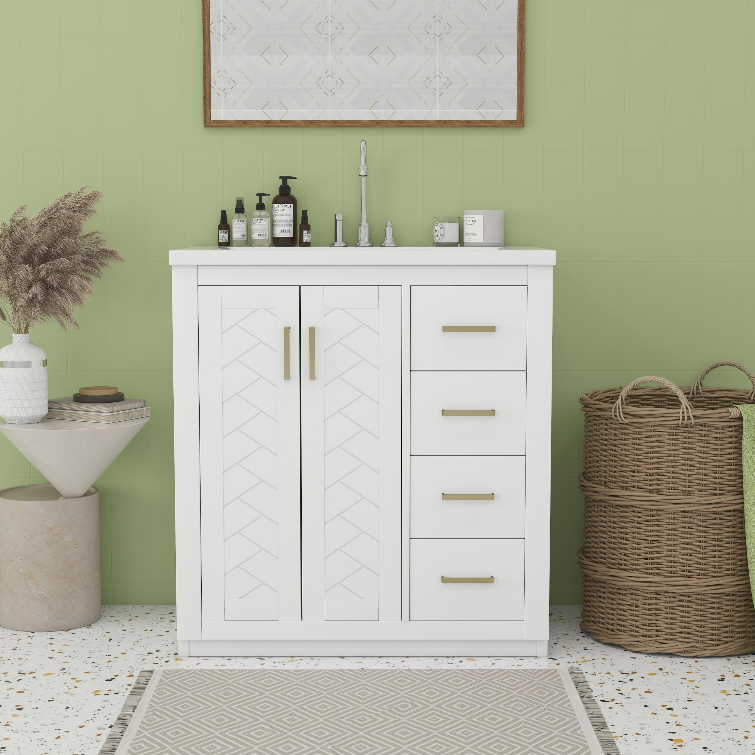 Mercer41 Latonja 30'' Single Bathroom Vanity with Resin Top | Wayfair