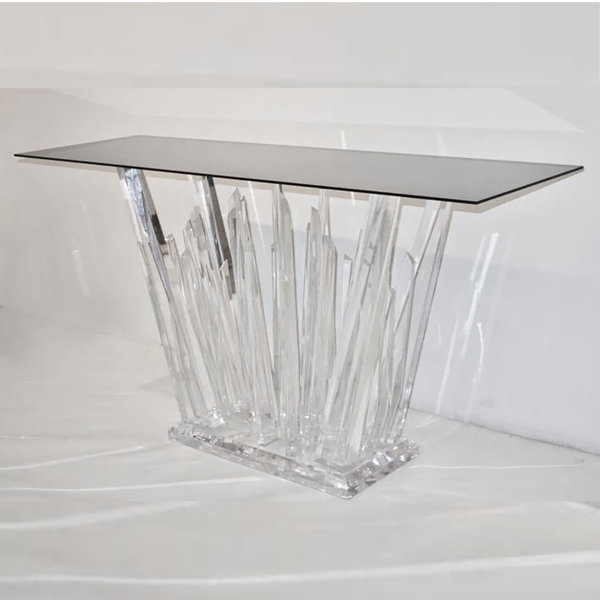 Clear Home Design Luxe Lucite Stalagmite Console Table with Glass Top ...
