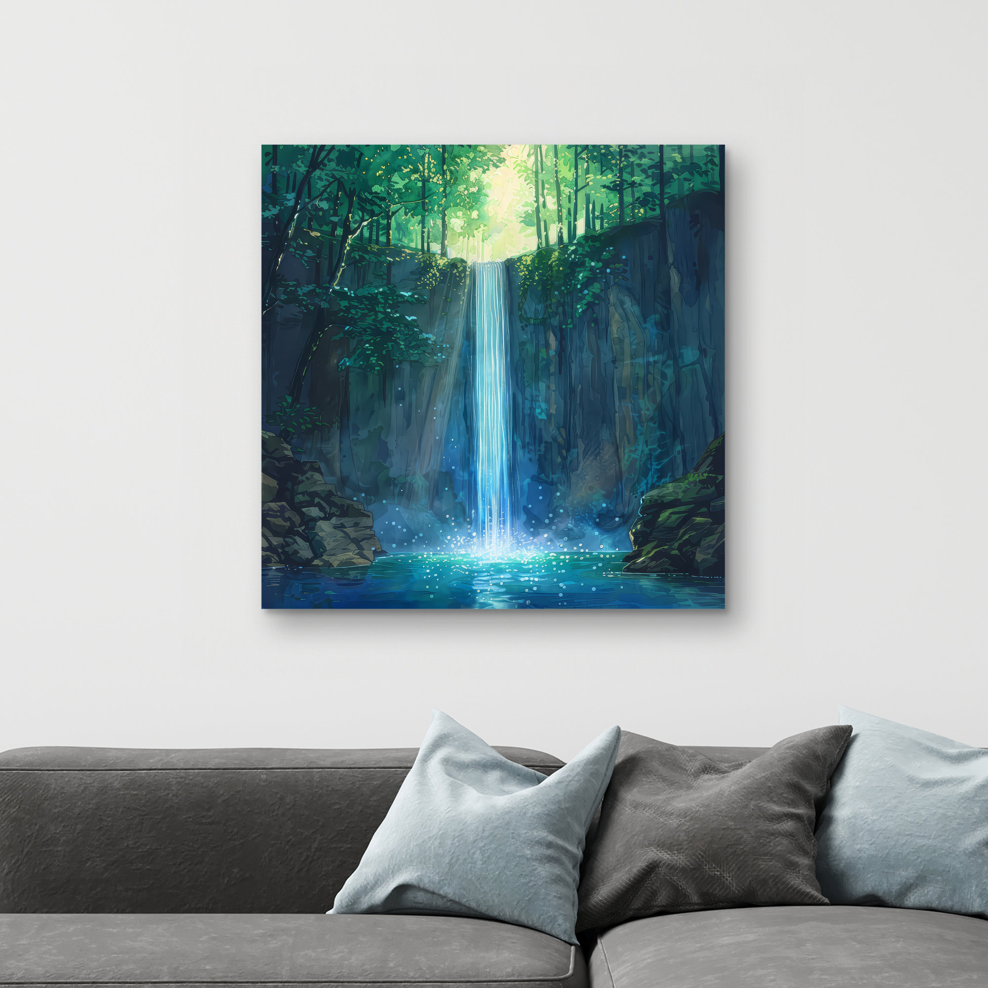 Lark Manor™ Waterfall - 32"x32" art on canvas | Wayfair