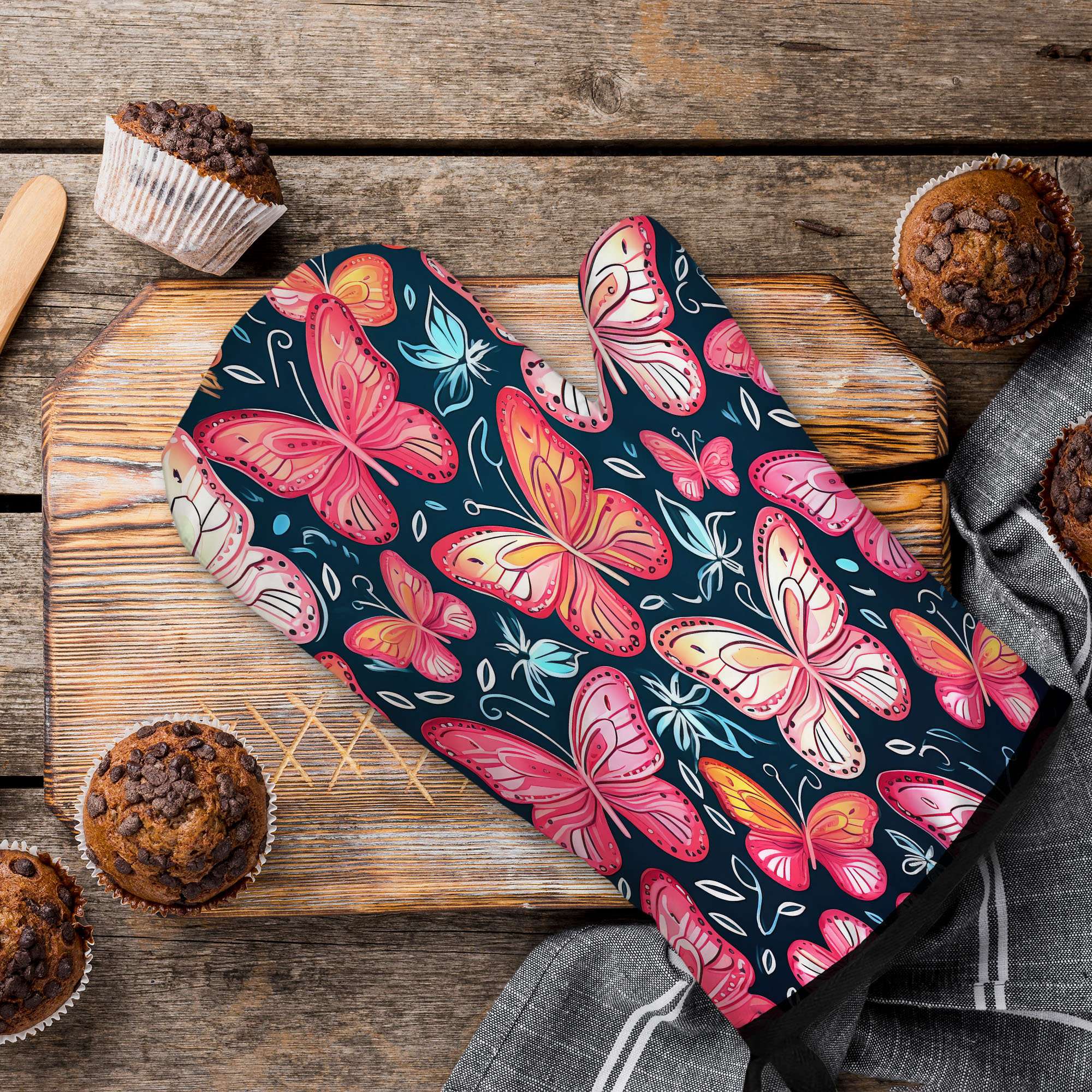 MentionedYou Dancing Butterflies Oven Mitt Cotton Twill | Wayfair