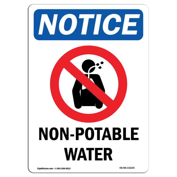 SignMission OSHA Notice - Non-Potable Water Sign With Symbol | Heavy ...