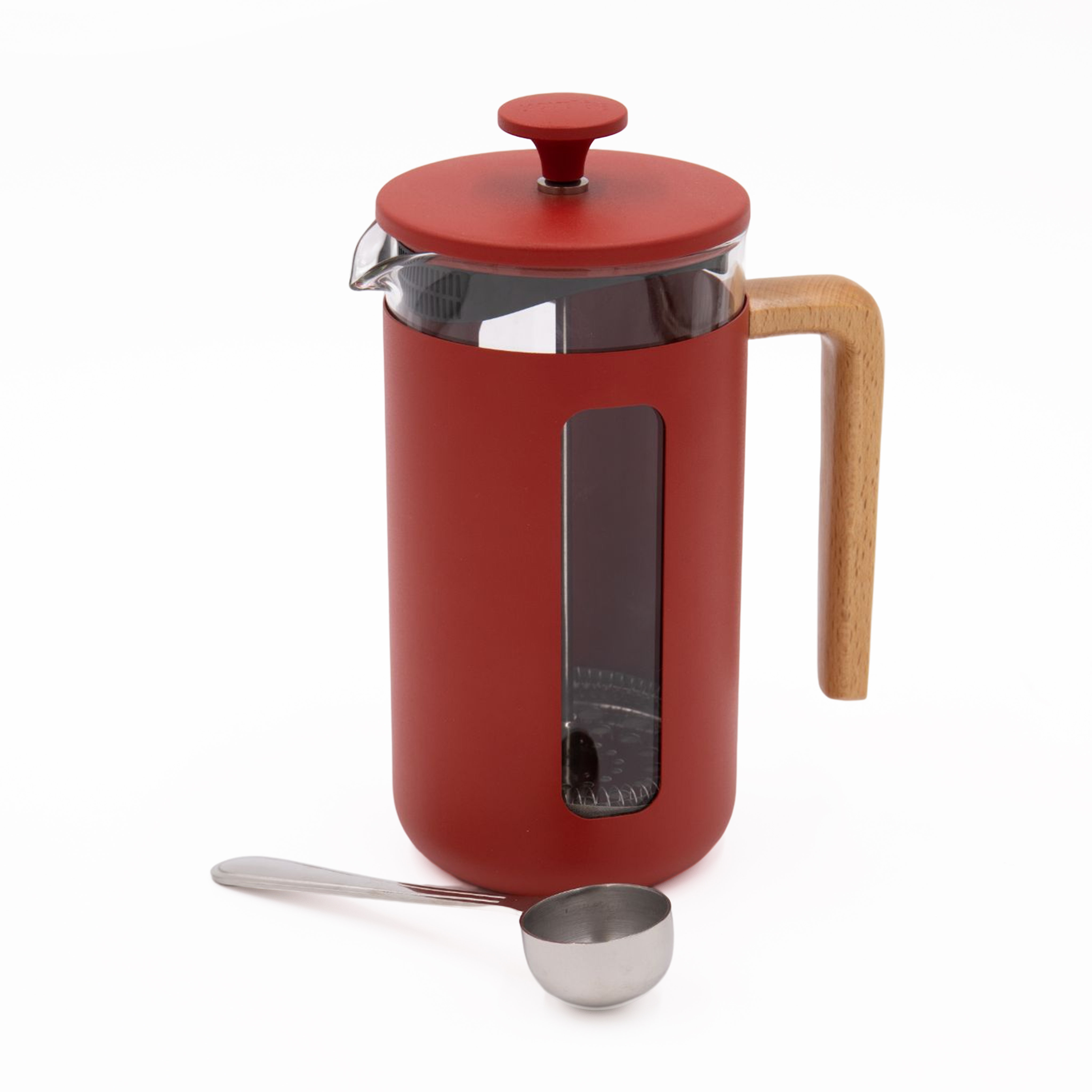 La Cafetière 2pc Set with Pisa 8-Cup Red Cafetière and Stainless Steel ...