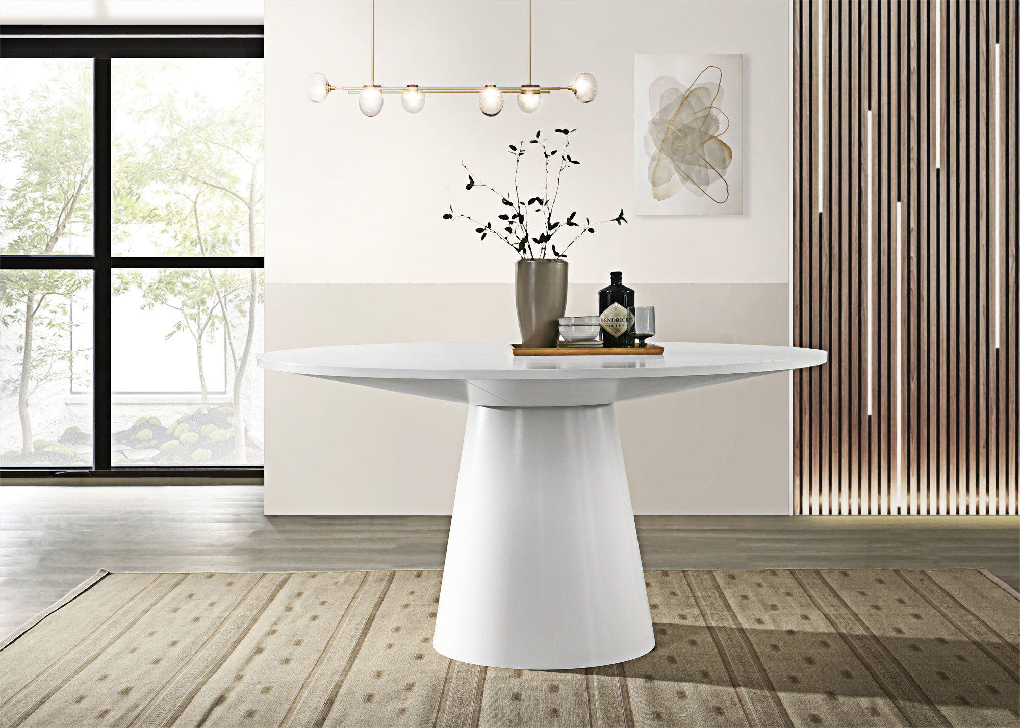 Orren Ellis Froja Black Finish Manufactured Wood Round Dining Table ...