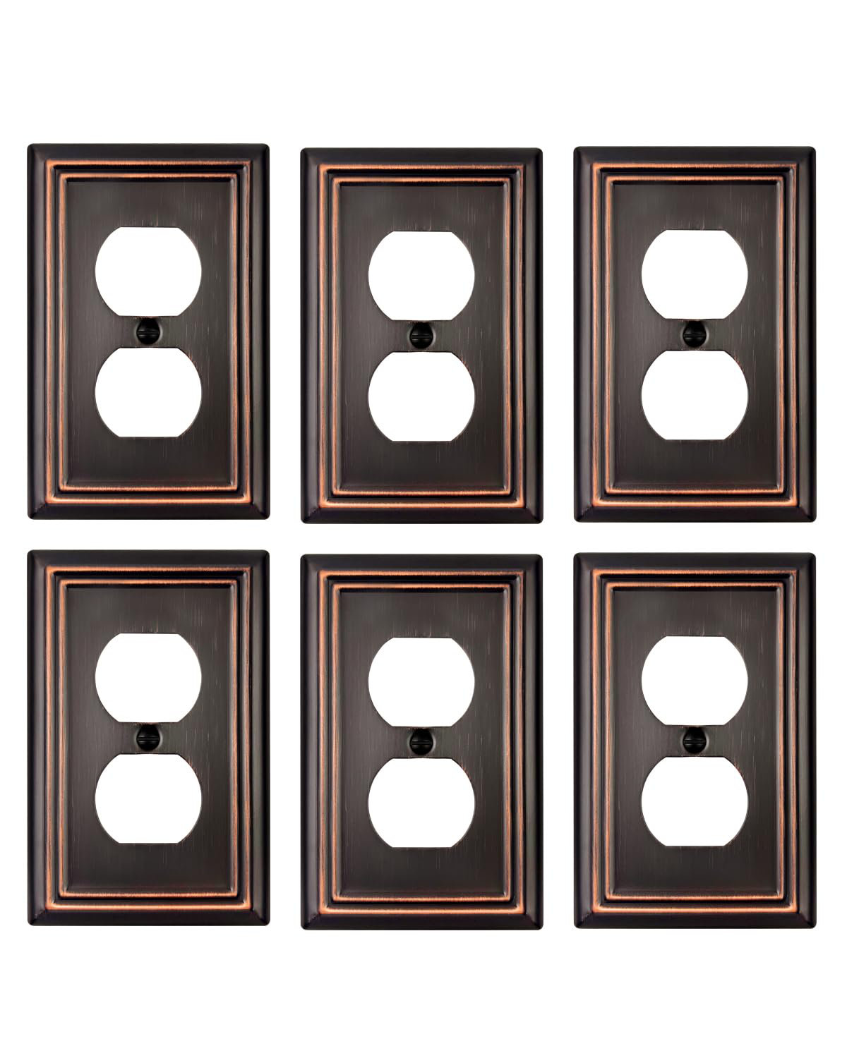 tangmaikeji 6-Pack Duplex Wall Plates, Aged Bronze Outlet Covers, Metal ...