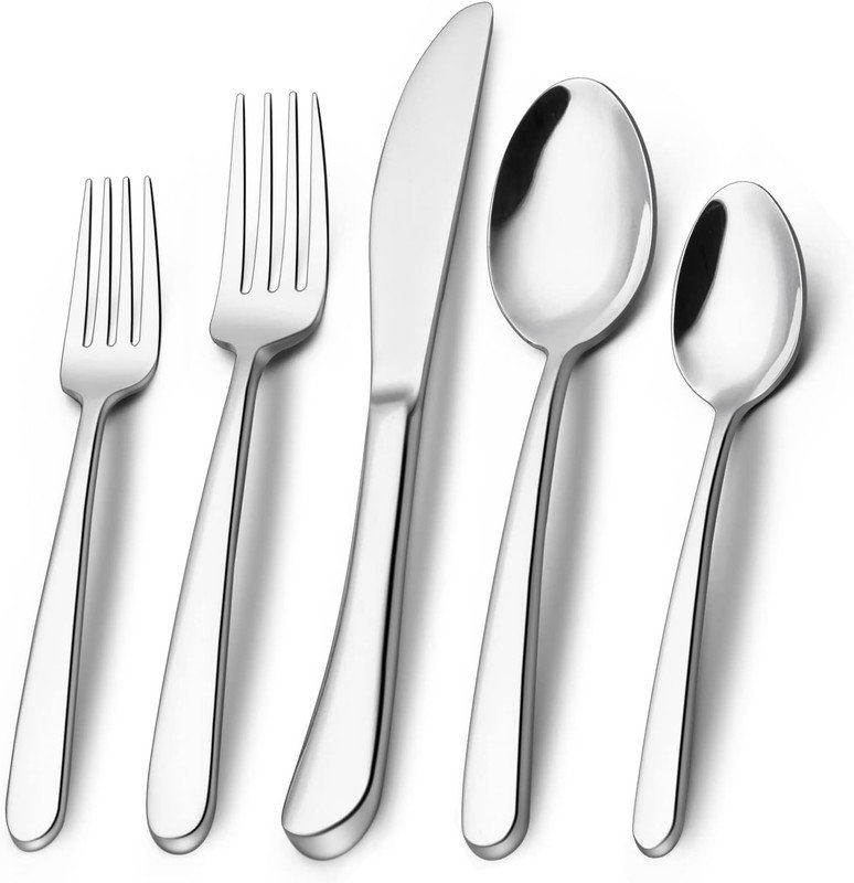 Hokku Designs 40-Piece Silverware Set, Heavy Duty Stainless Steel ...
