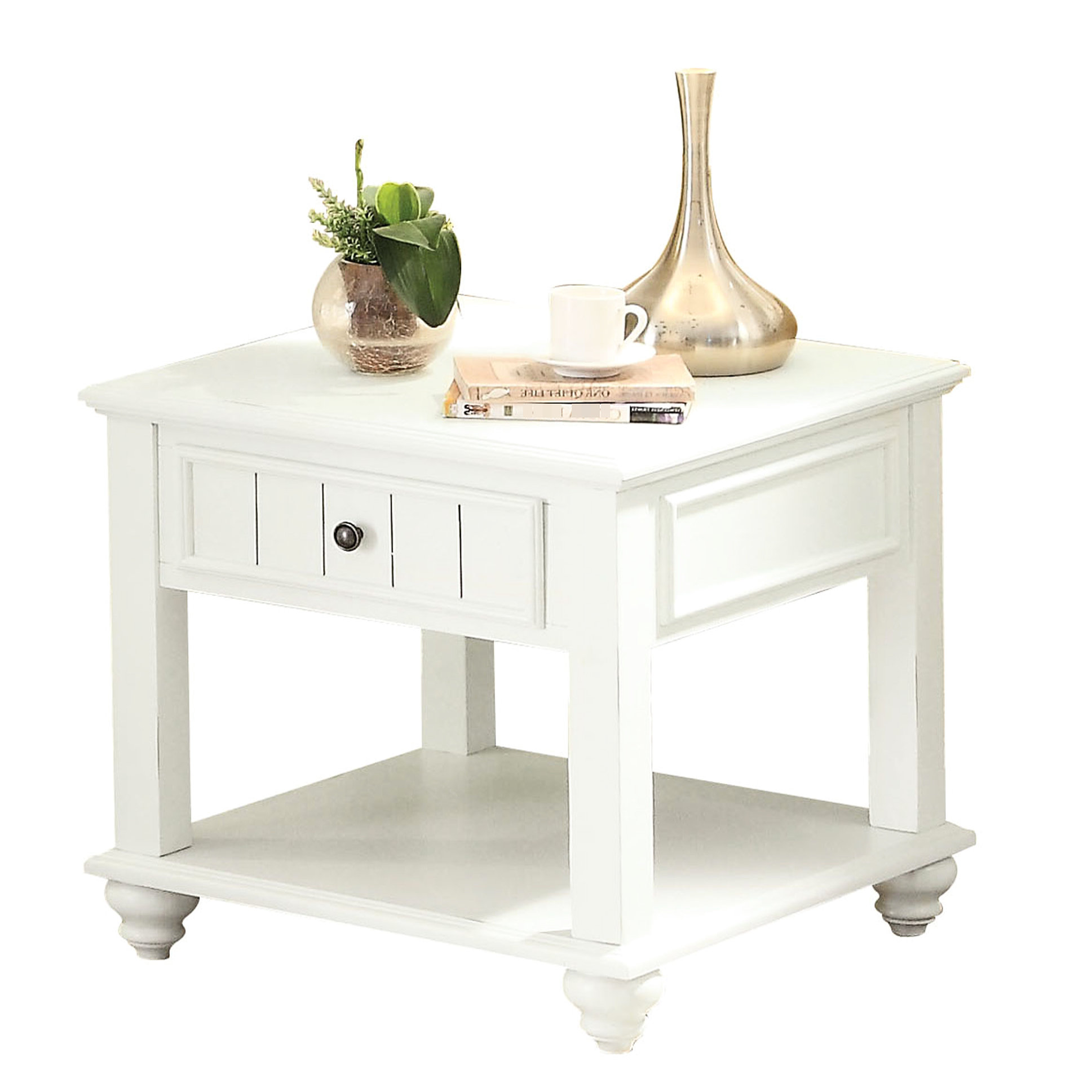 Ophelia & Co. Square Leg End Table In White Wash - Versatile Storage ...