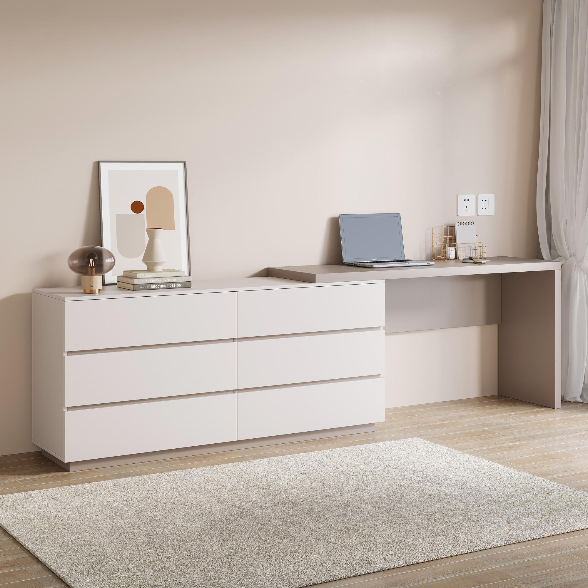 Latitude Run® Amaly Modern Home Office Extendable Dresser Desk Combo ...
