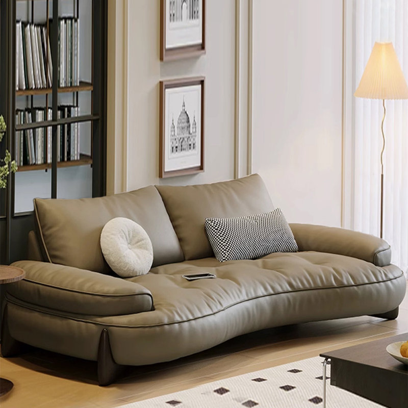 Awning Specs 74.8" Crab shell ash Genuine Leather Standard Sofa cushion ...