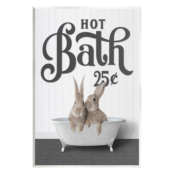 Stupell Industries Vintage Rabbits In Tub On MDF by Lettered And Lined ...
