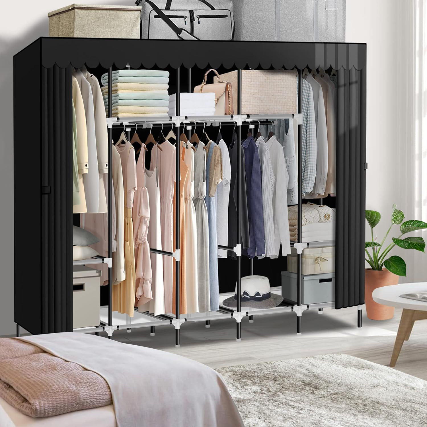 MAGBIX Portable Closet, Great Size 82-Inch Portable Wardrobe With 5 ...