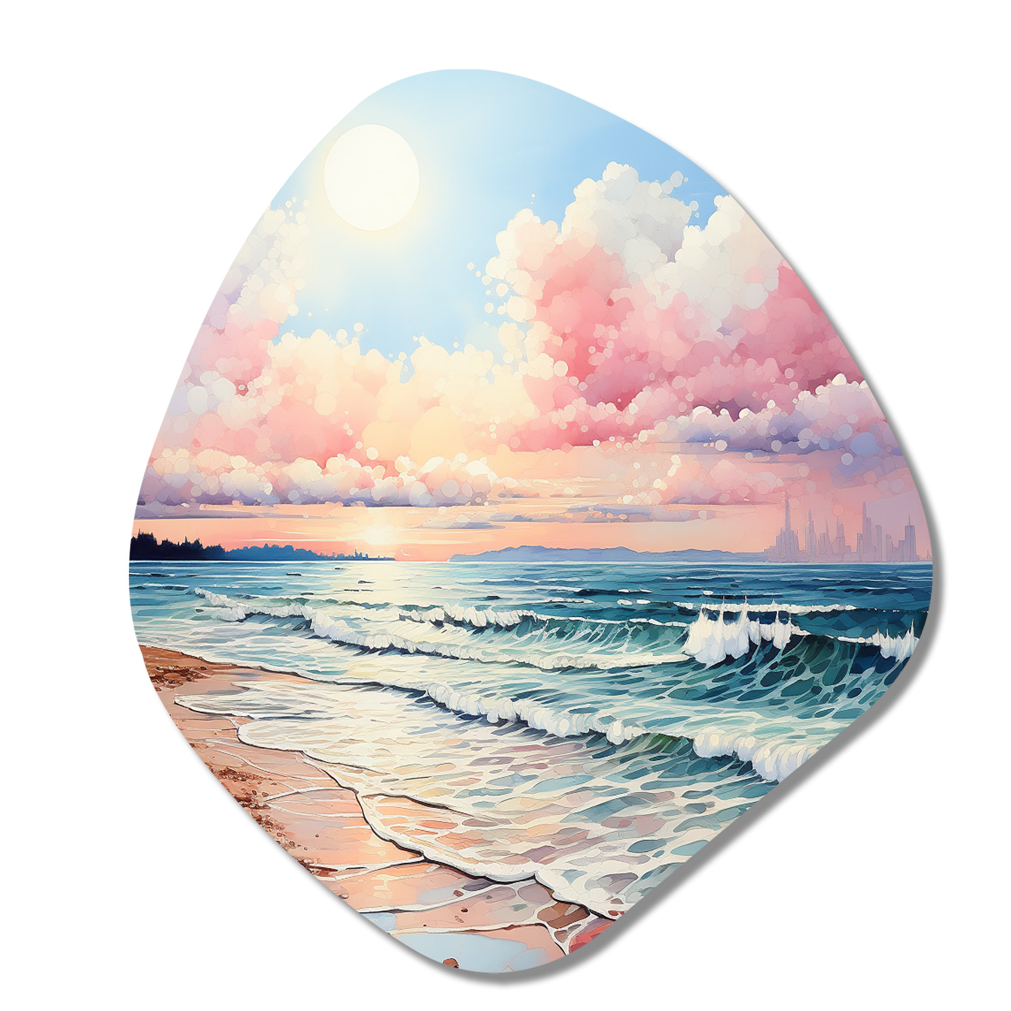 Design Art Pink Beach Breezes - Coastal Beach Sand Nebula Shape Irregular Metal Wall Decor | Wayfair