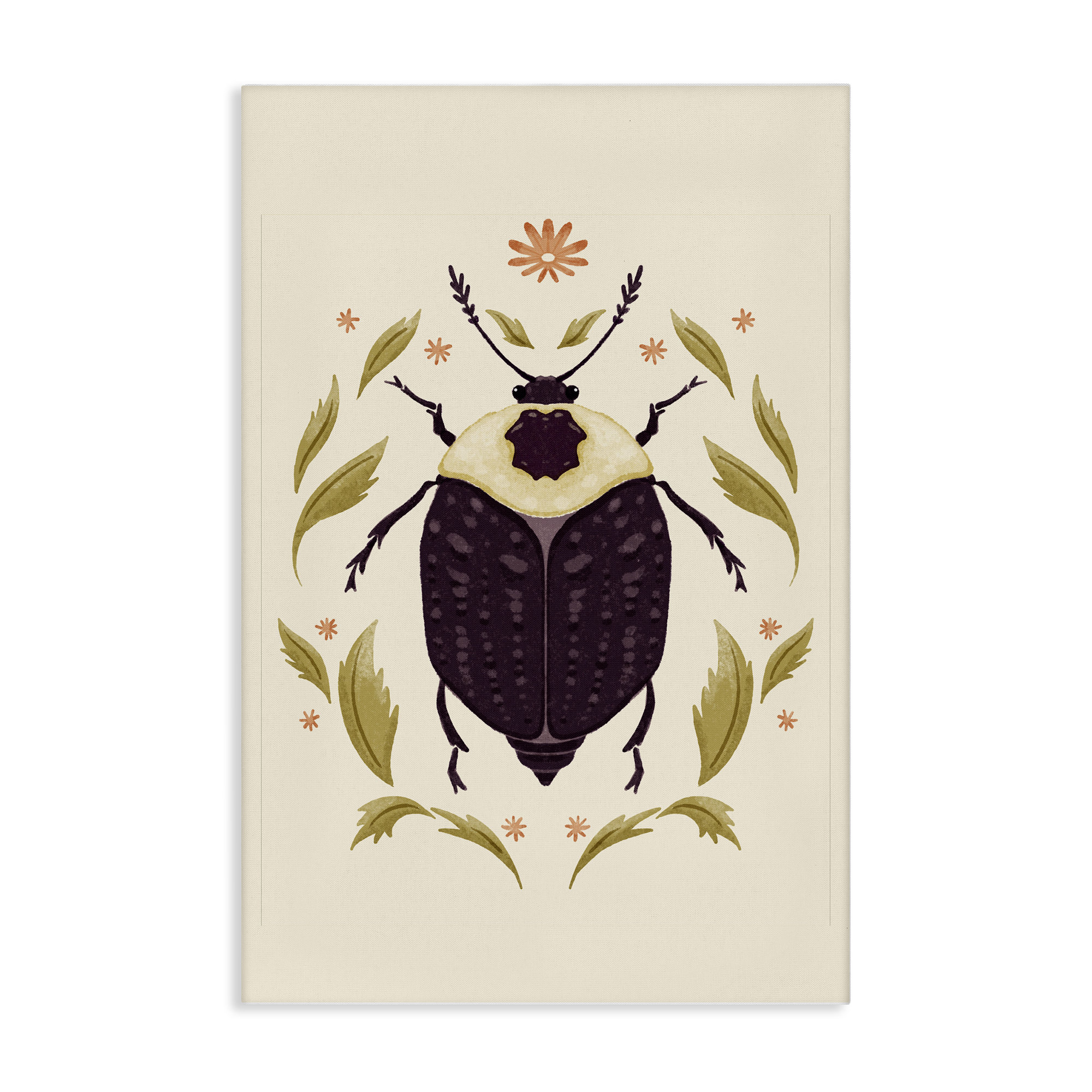 August Grove® Black Beetle with Leaves Canvas, design by Hannah Moren ...