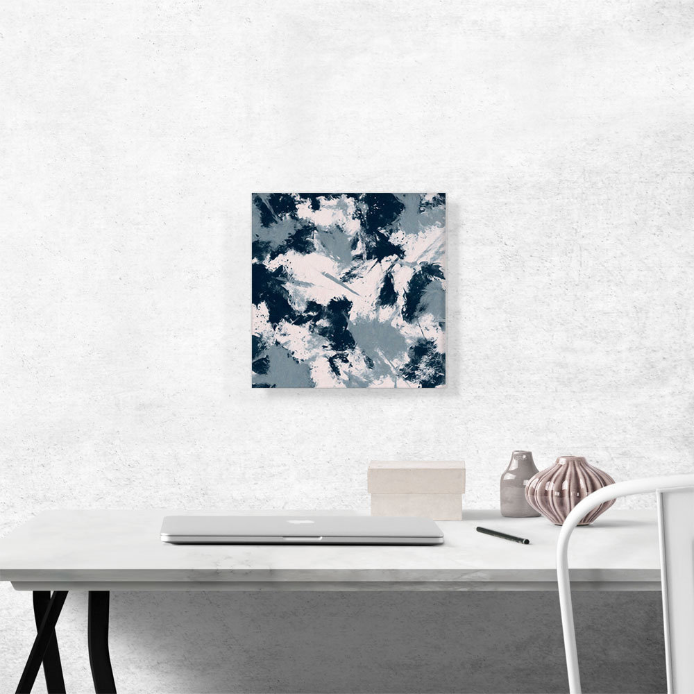 ARTCANVAS Blue Gray White Modern On Canvas Painting | Wayfair