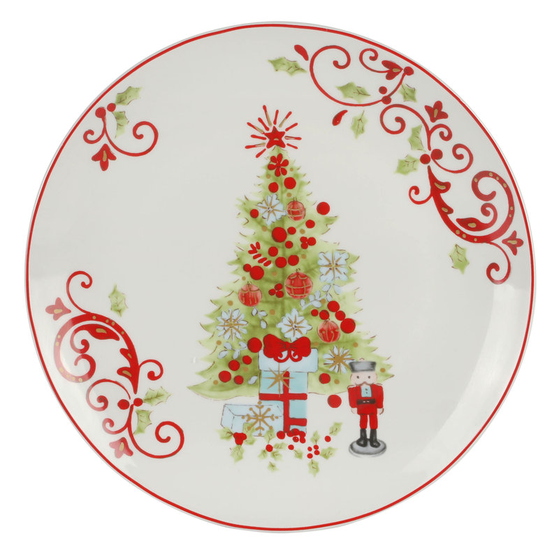 Gibson Home Festive Tree 12 Piece Porcelain Dinnerware Set | Wayfair