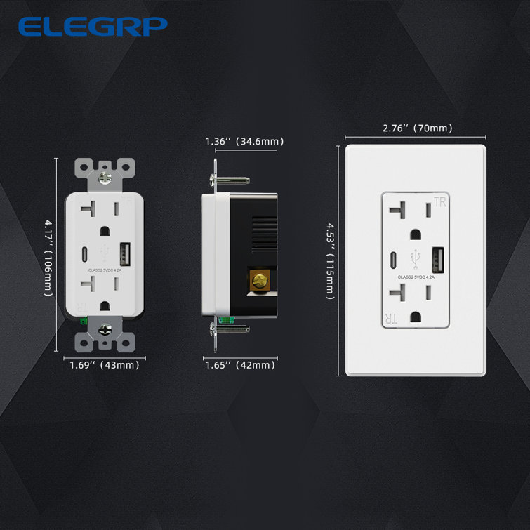 ELEGRP 20 Tamper Resistant Duplex Outlet with USB Port & Reviews | Wayfair