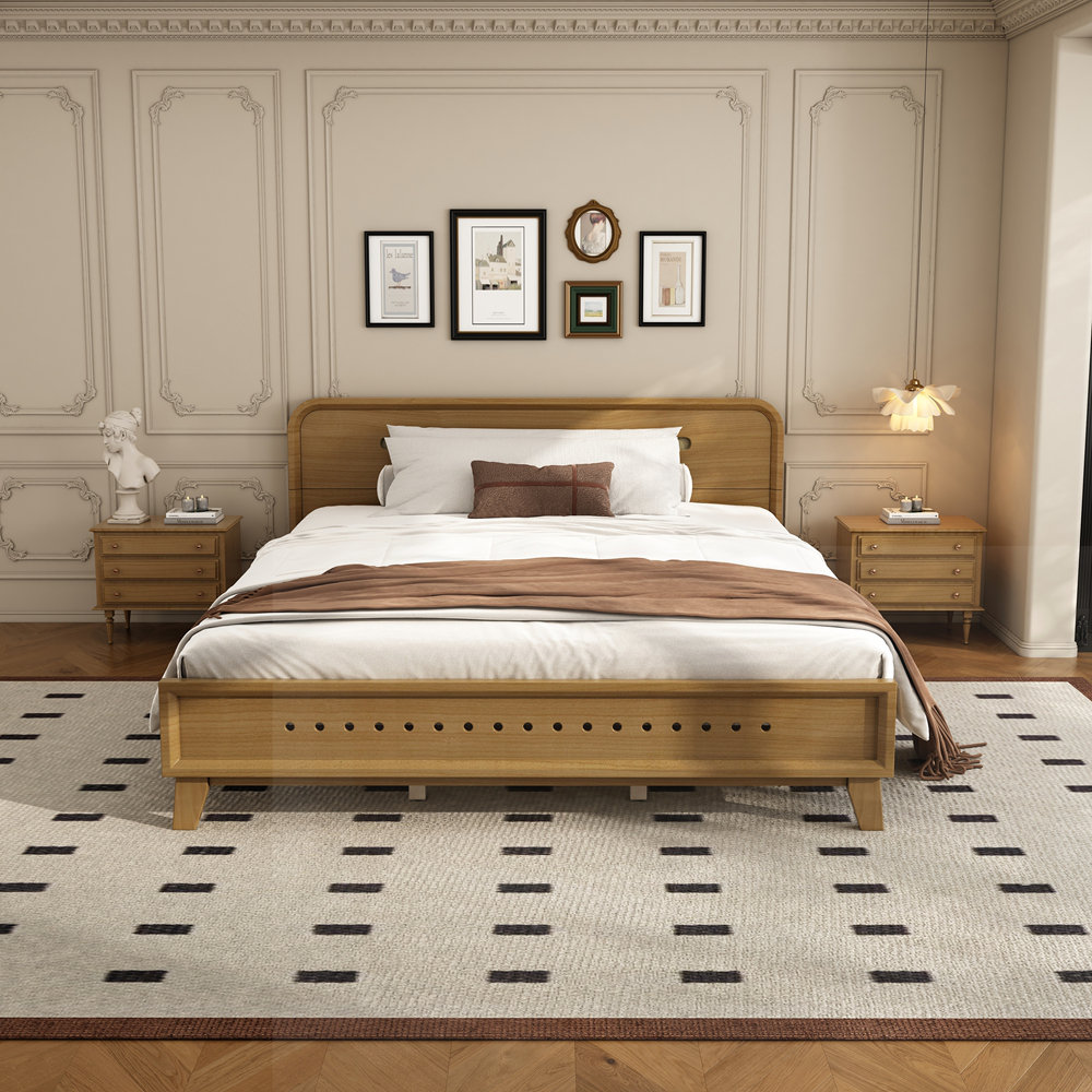 George Oliver Sturdy Bed, No Box Spring Required, Premium Pine Wood and ...