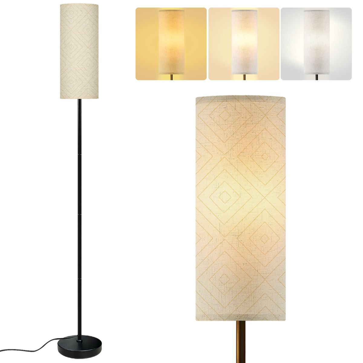 East Urban Home 68.5" Standing Floor Lamp Raster minimalist geometric ...