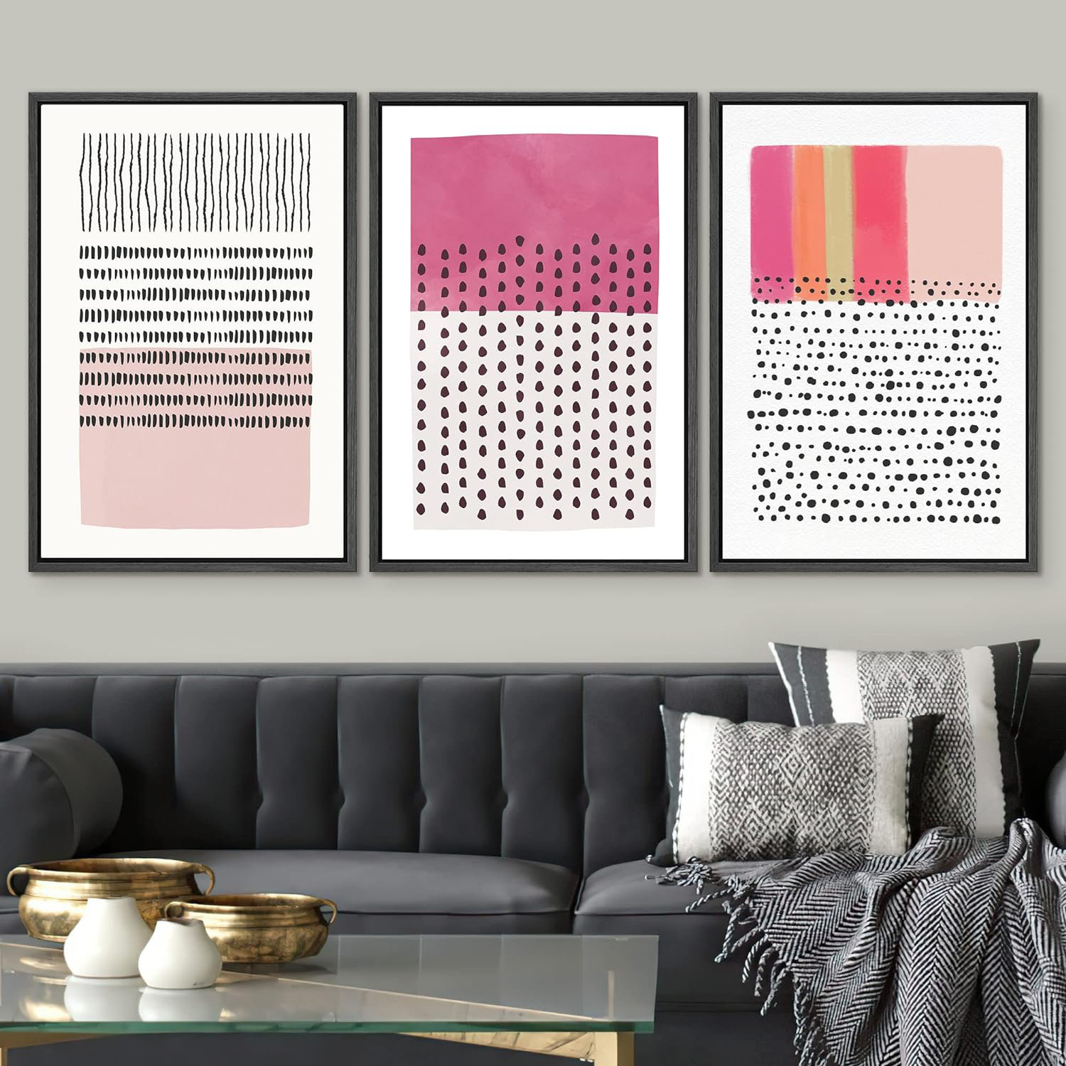 IDEA4WALL Abstract Vibrant Color Blocks Pink Geometric Color Block ...