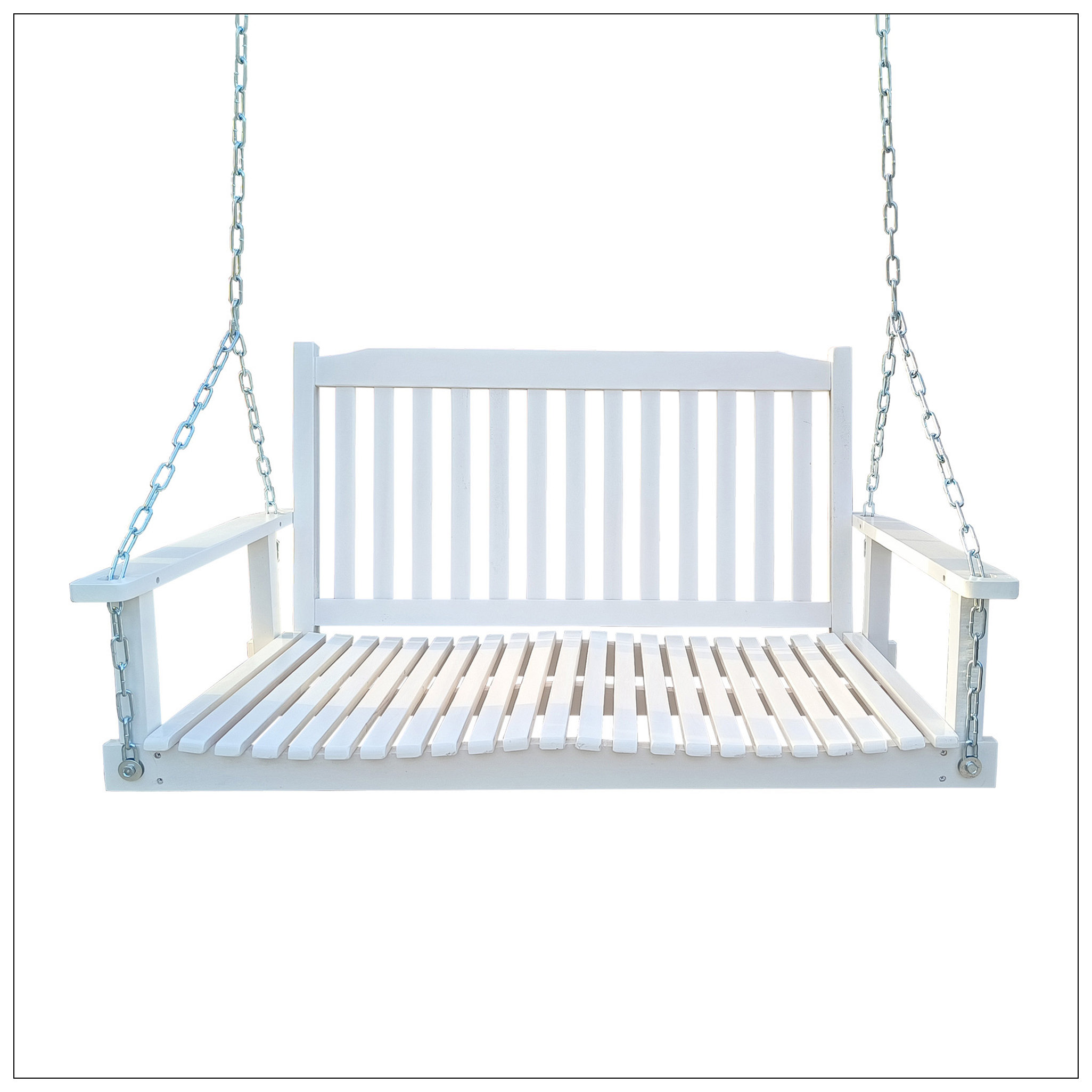 Lark Manor™ Front Porch Swing With Armrests, Wood Bench Swing With ...
