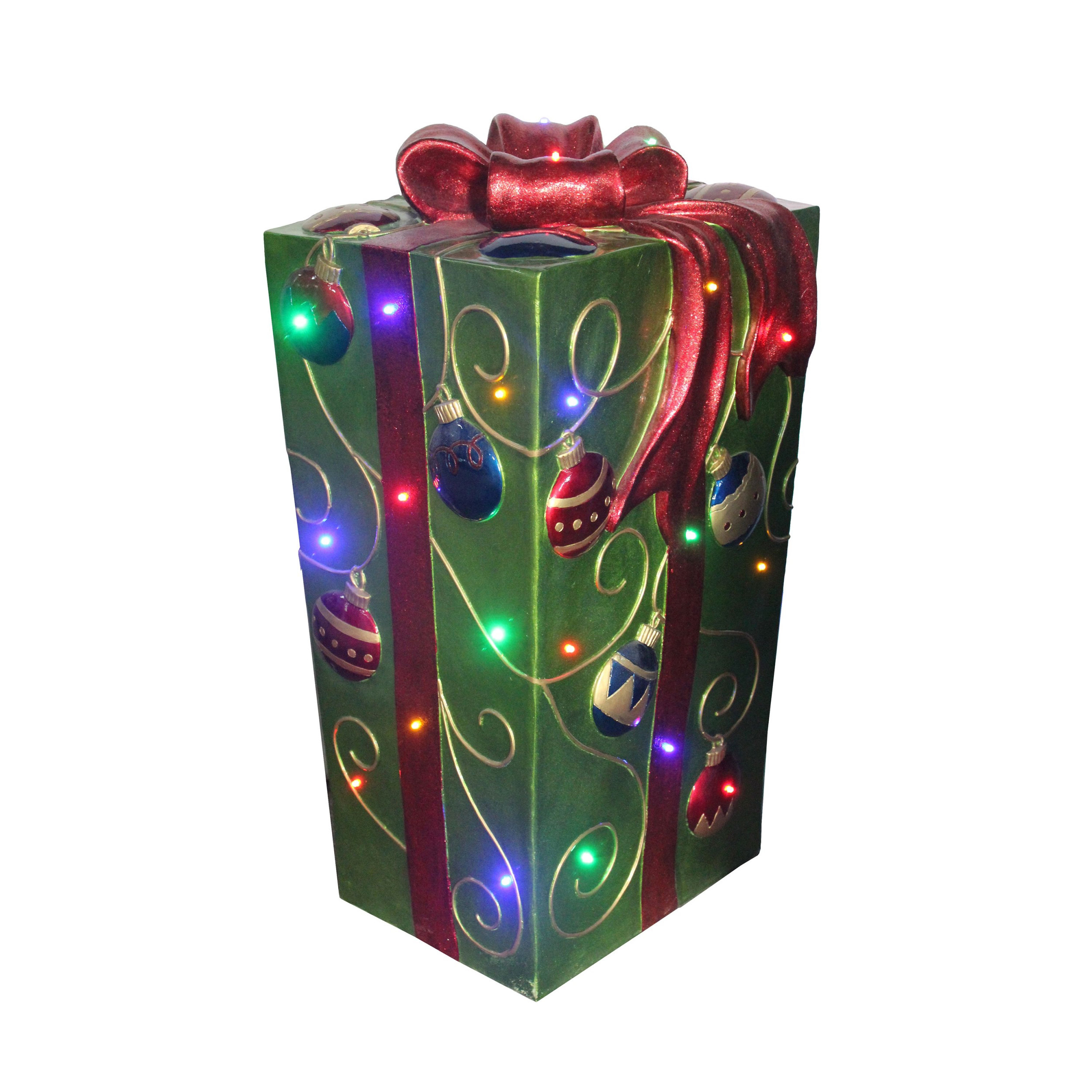 Seasons Designs Christmas 31In Tall Rectangle Gift Box W Orn Design ...