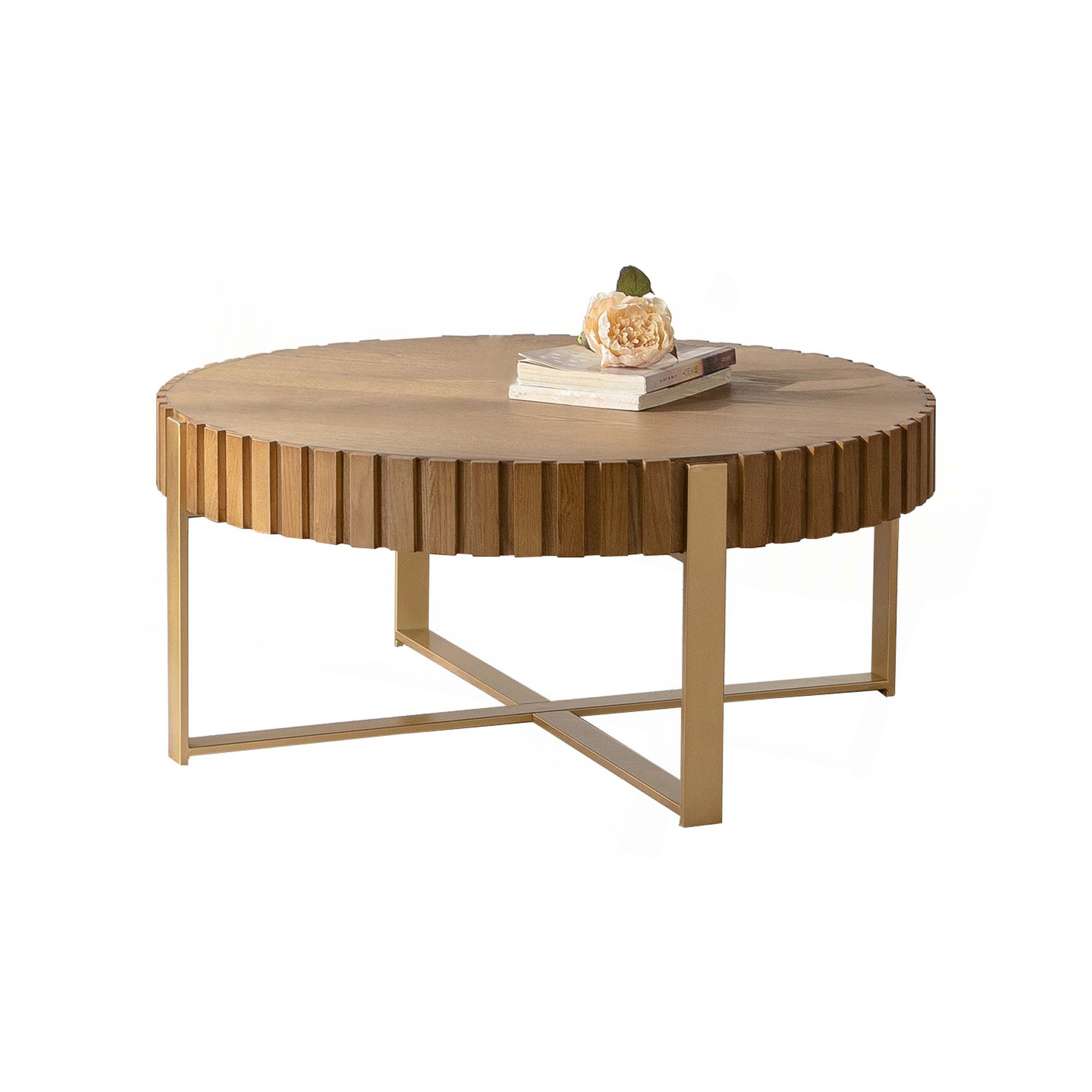 Everly Quinn Round Two-Ply Coffee Table Handcrafted Relief Sturdy ...