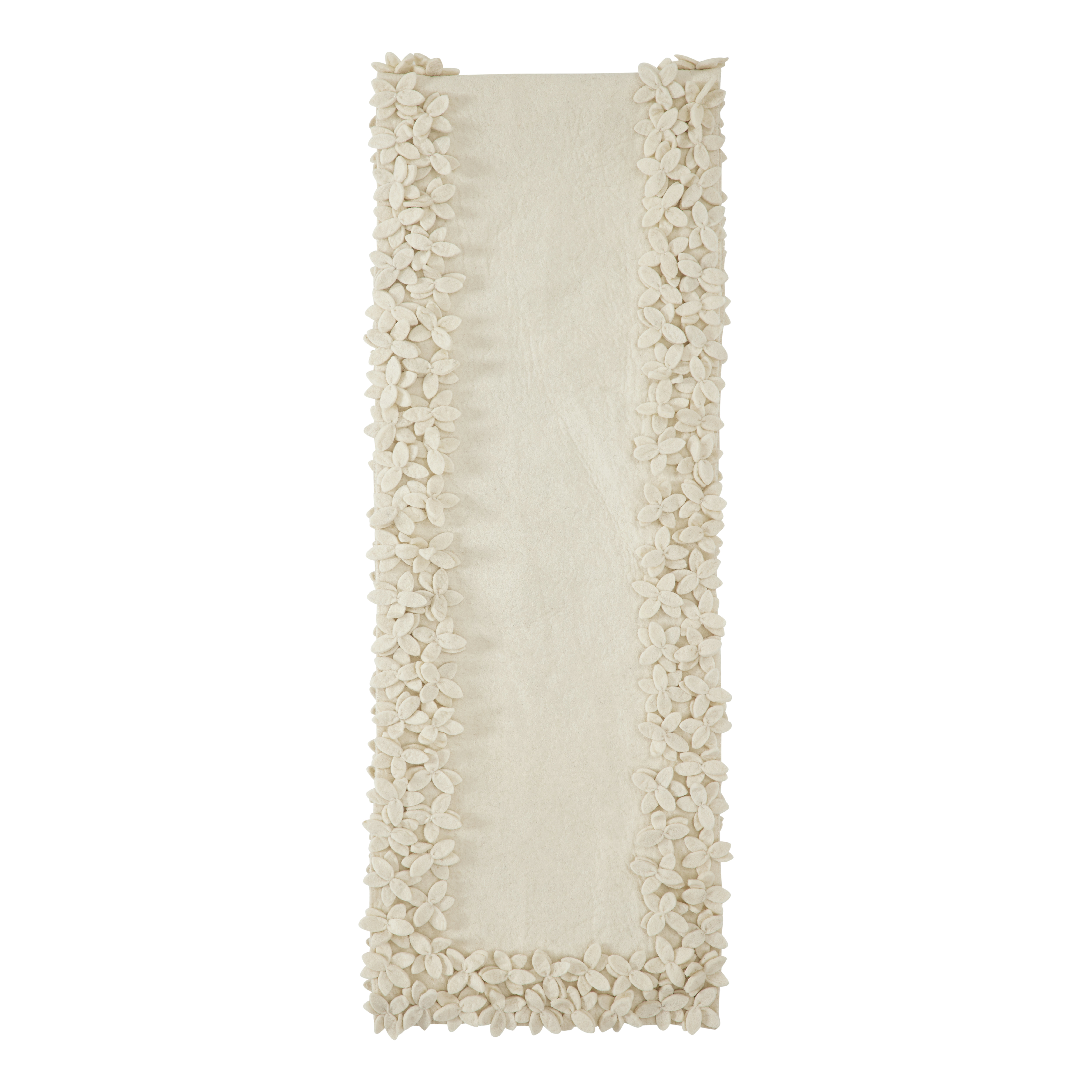 Arcadia Home Hand Felted Wool Floral Border Table Runner in Cream ...