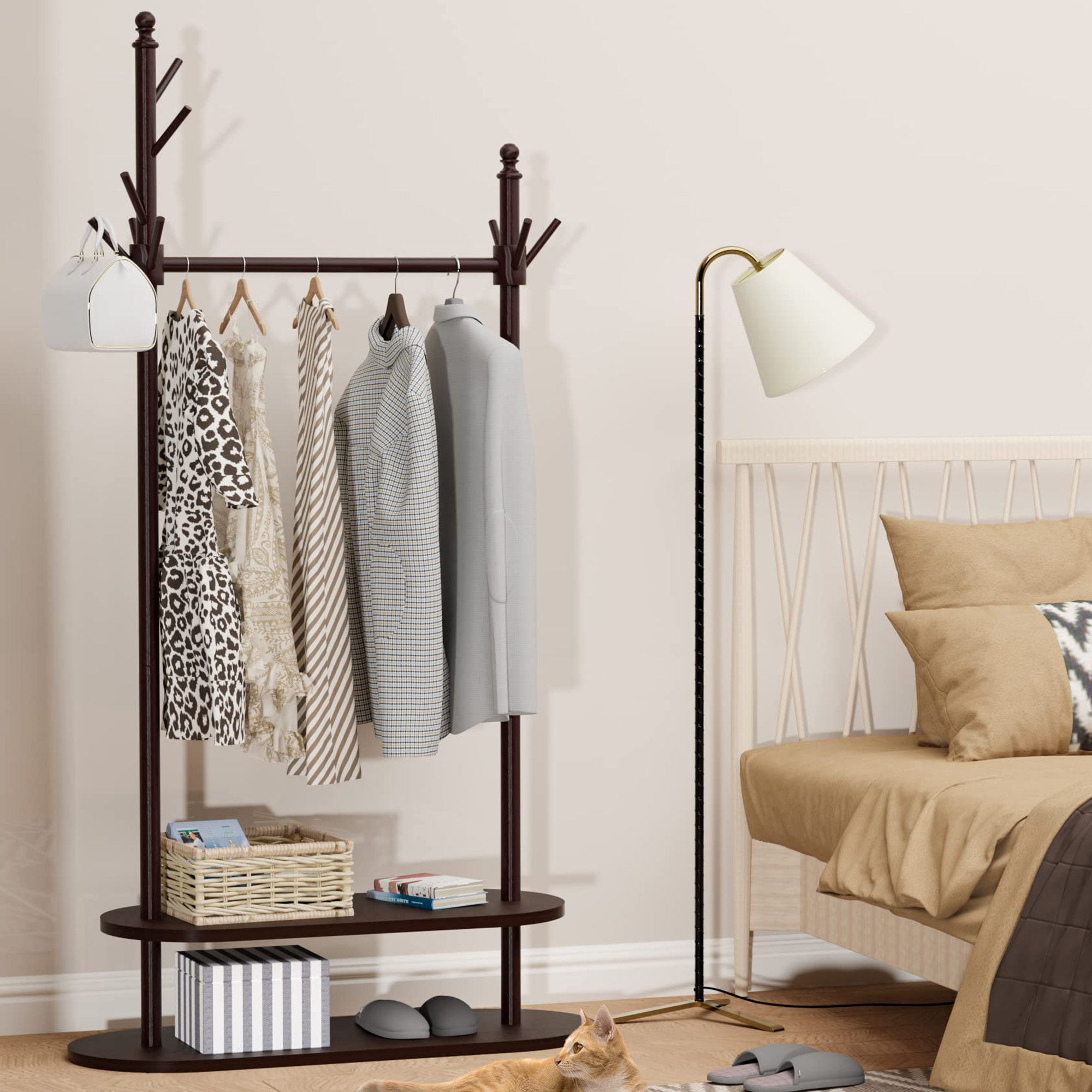 Red Barrel Studio® Gelincik Bamboo / Rattan Freestanding 9 - Hook Coat ...