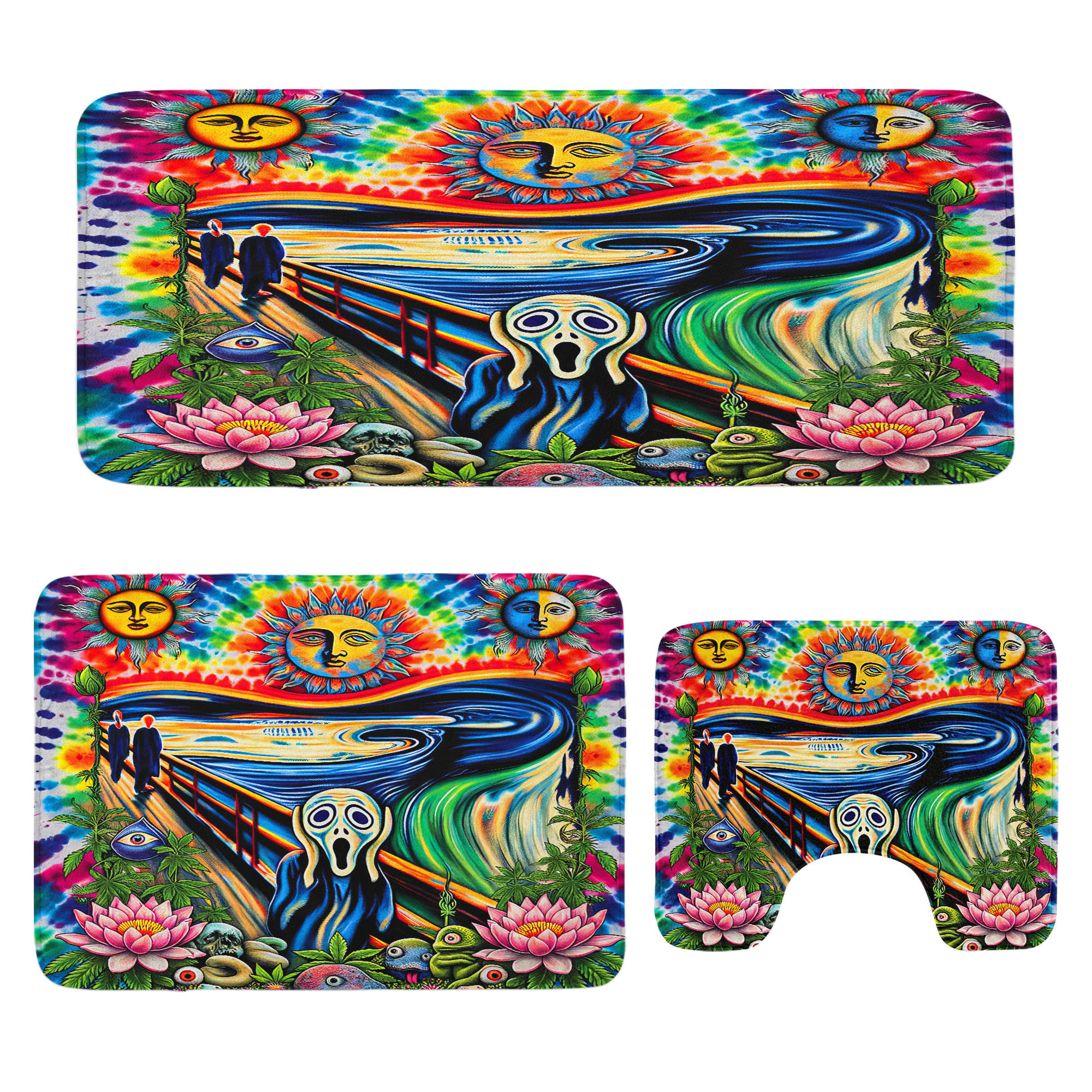 Dakota Fields Trippy Bathroom Rug Set 3 Pieces U-Shape & Rectangle Mats ...